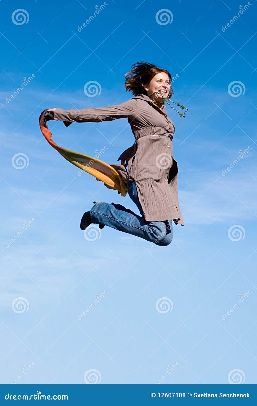 Jumping girl stock photo. Image of blue, activity, playful - 12607108