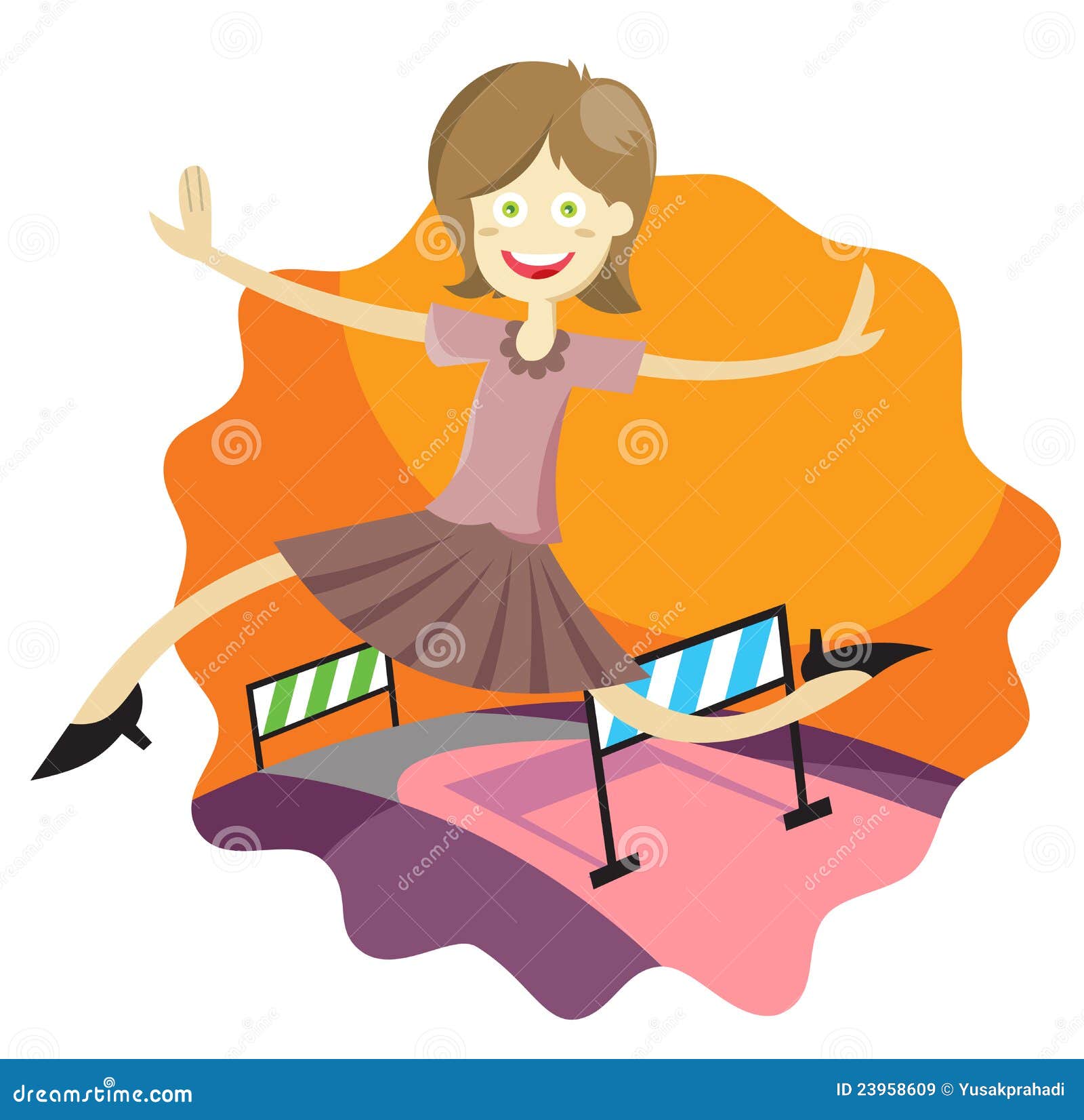 Jumping Girl stock vector. Illustration of cartoon, smile - 23958609