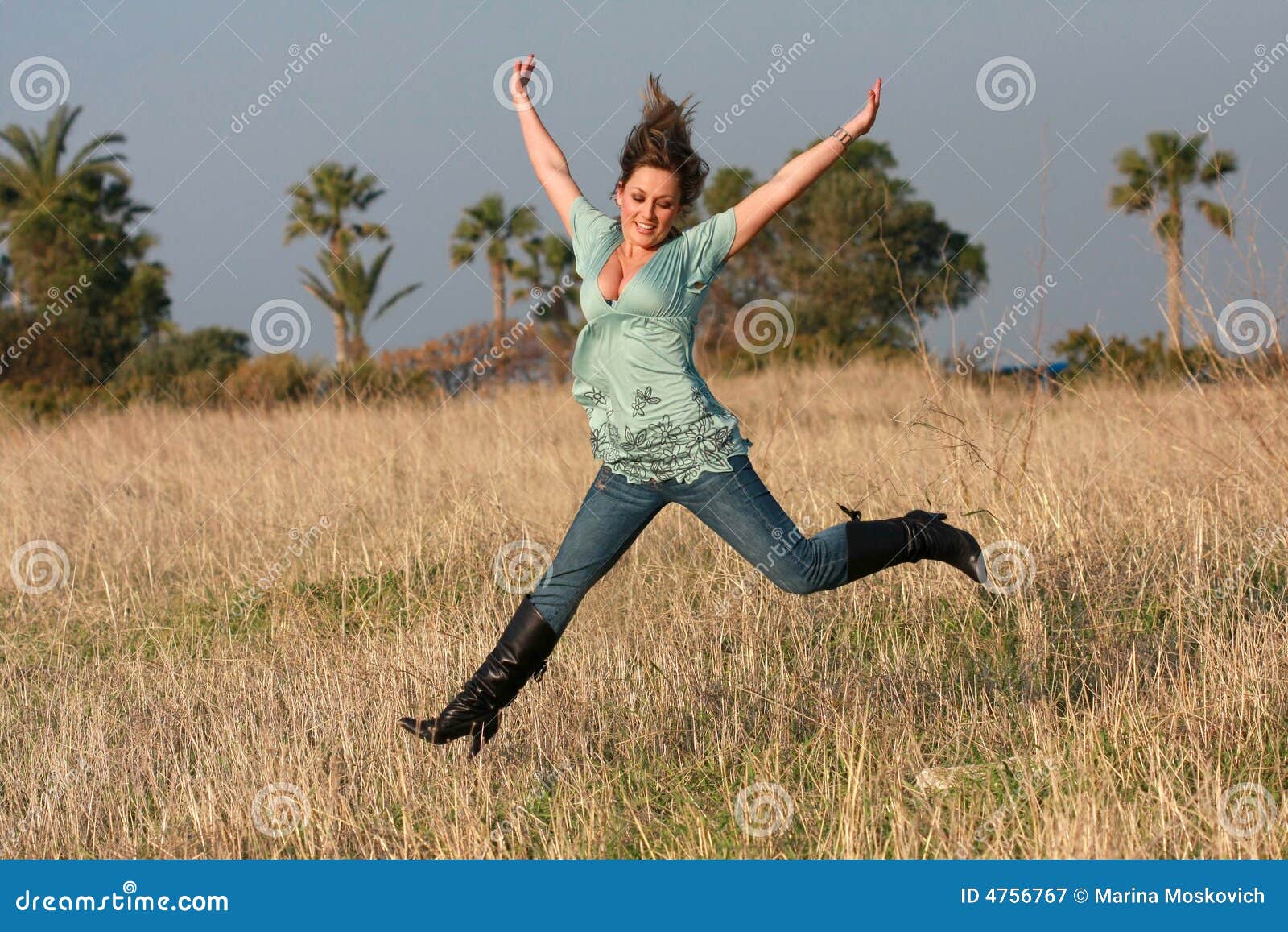 Jumping girl stock image. Image of jeans, cheerful, figure - 4756767