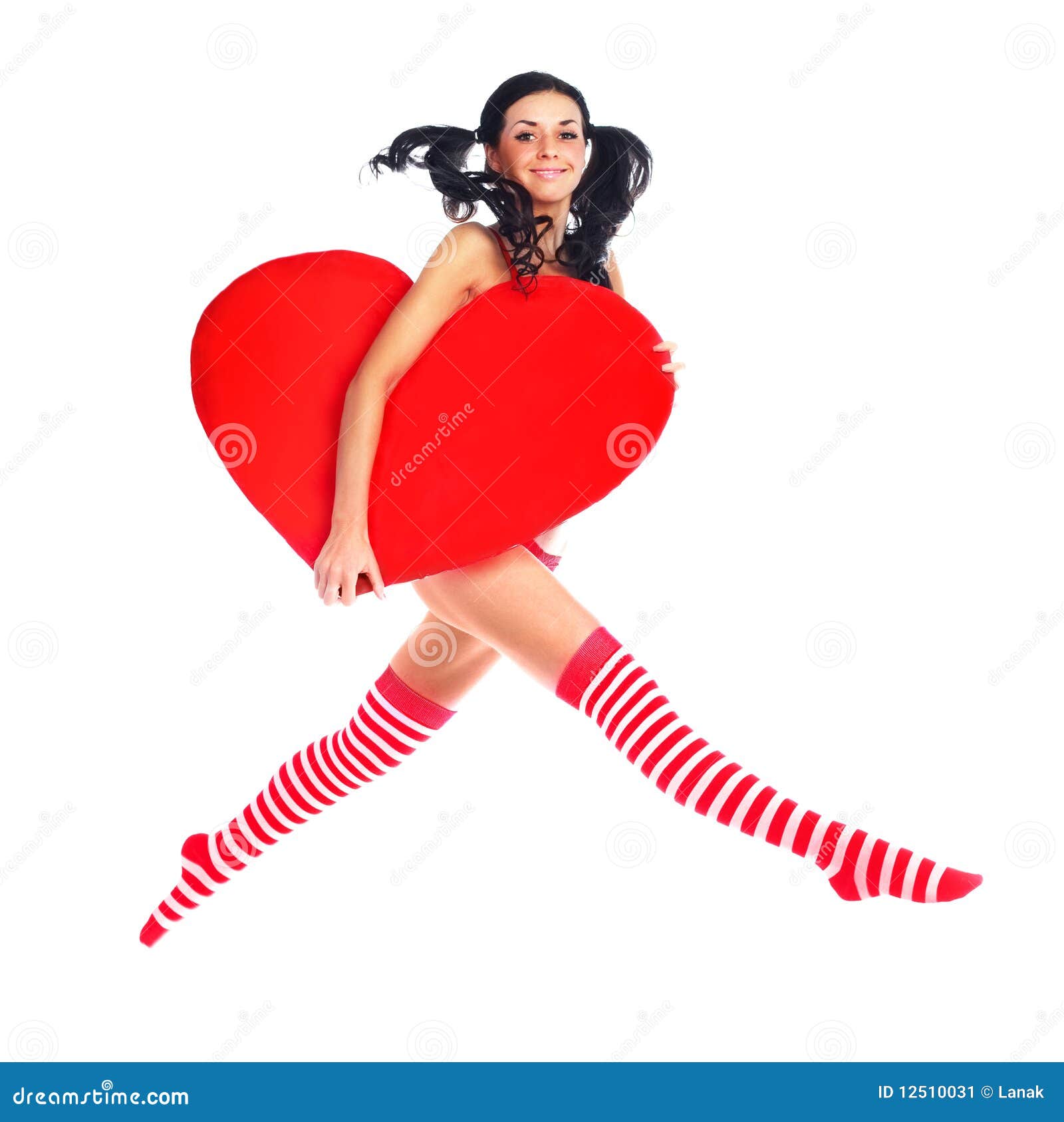 Jumping girl with a heart stock image. Image of hair - 12510031