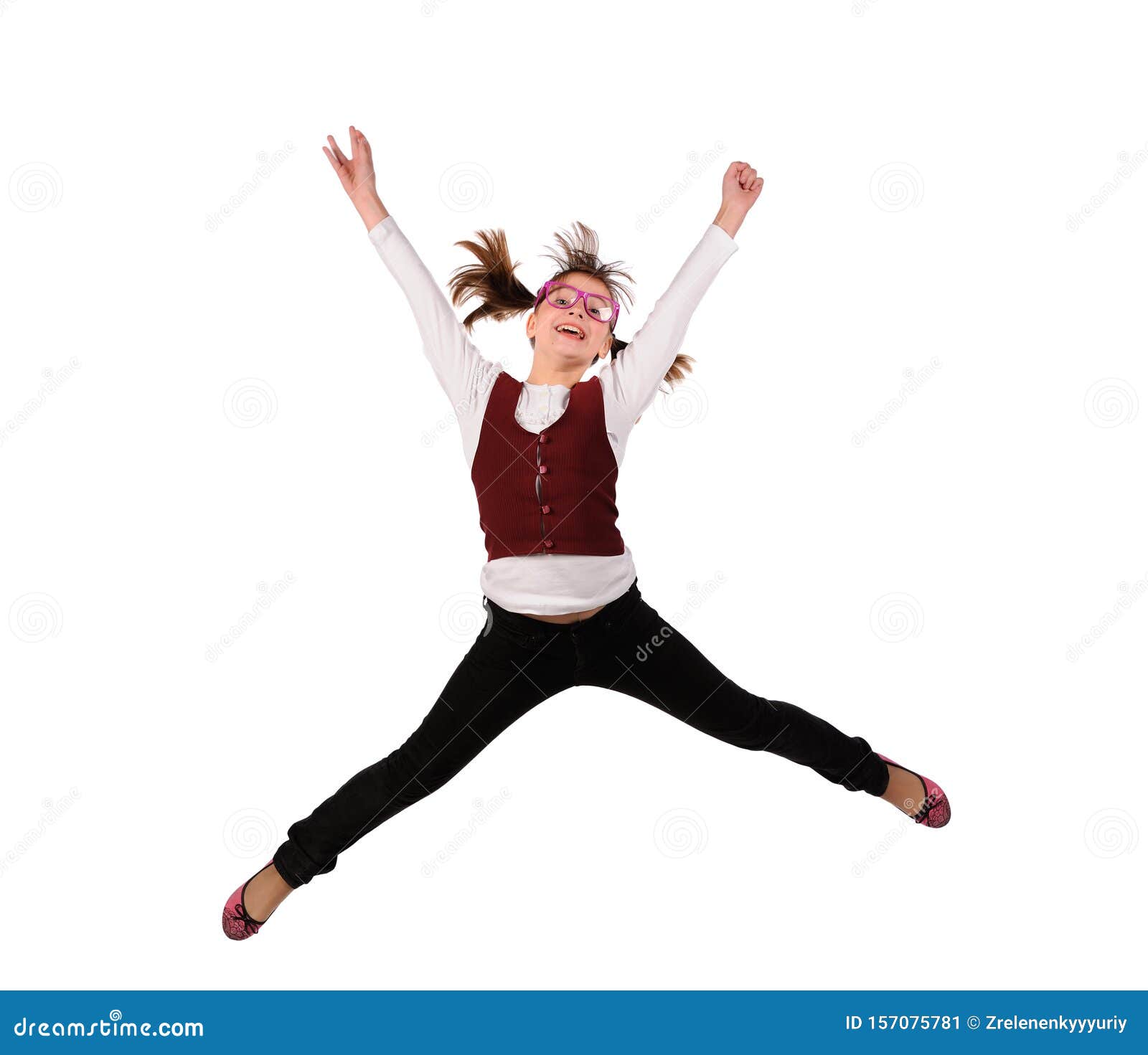 Jumping girl stock image. Image of energy, black, cute - 157075781