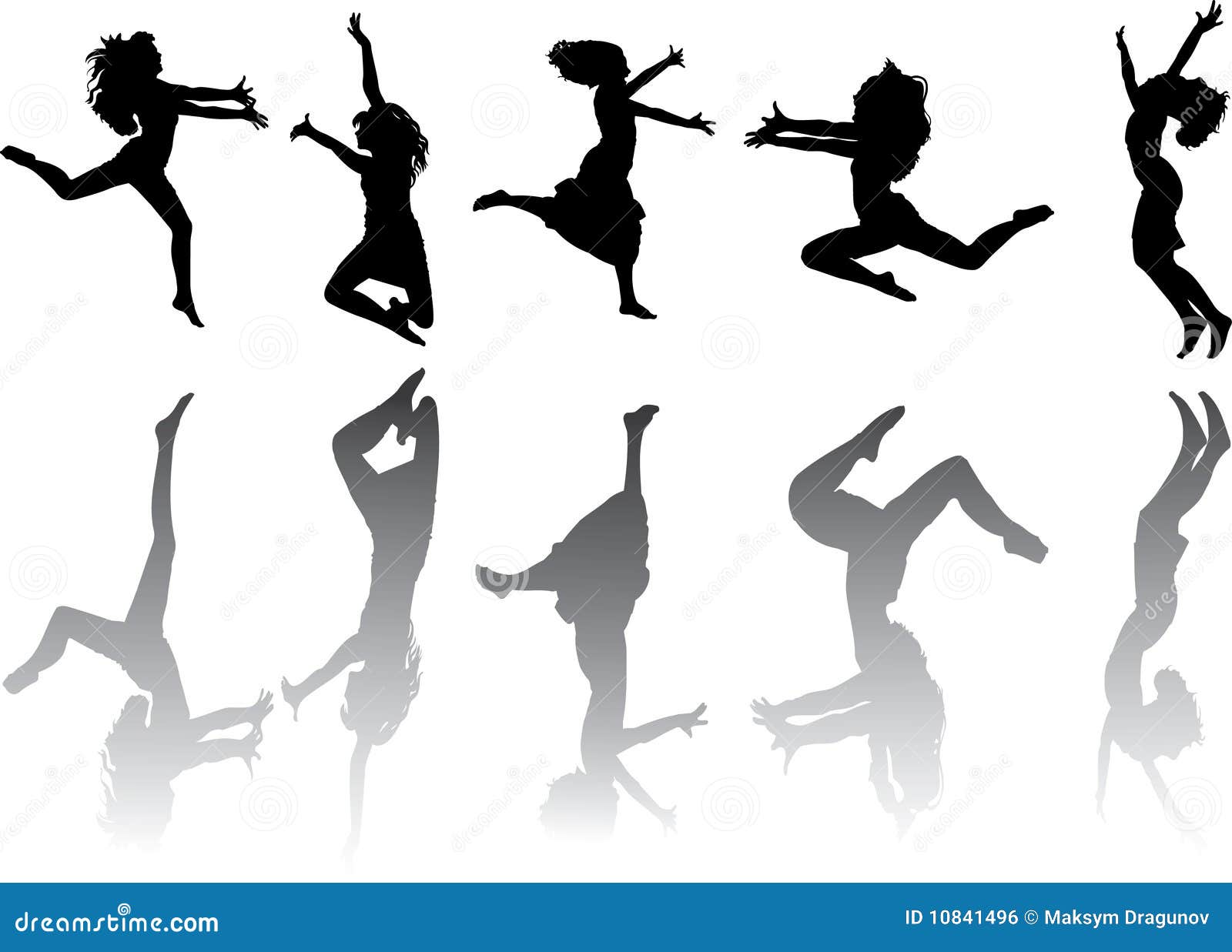 Jumping girls stock vector. Illustration of happy, artistic - 10841496