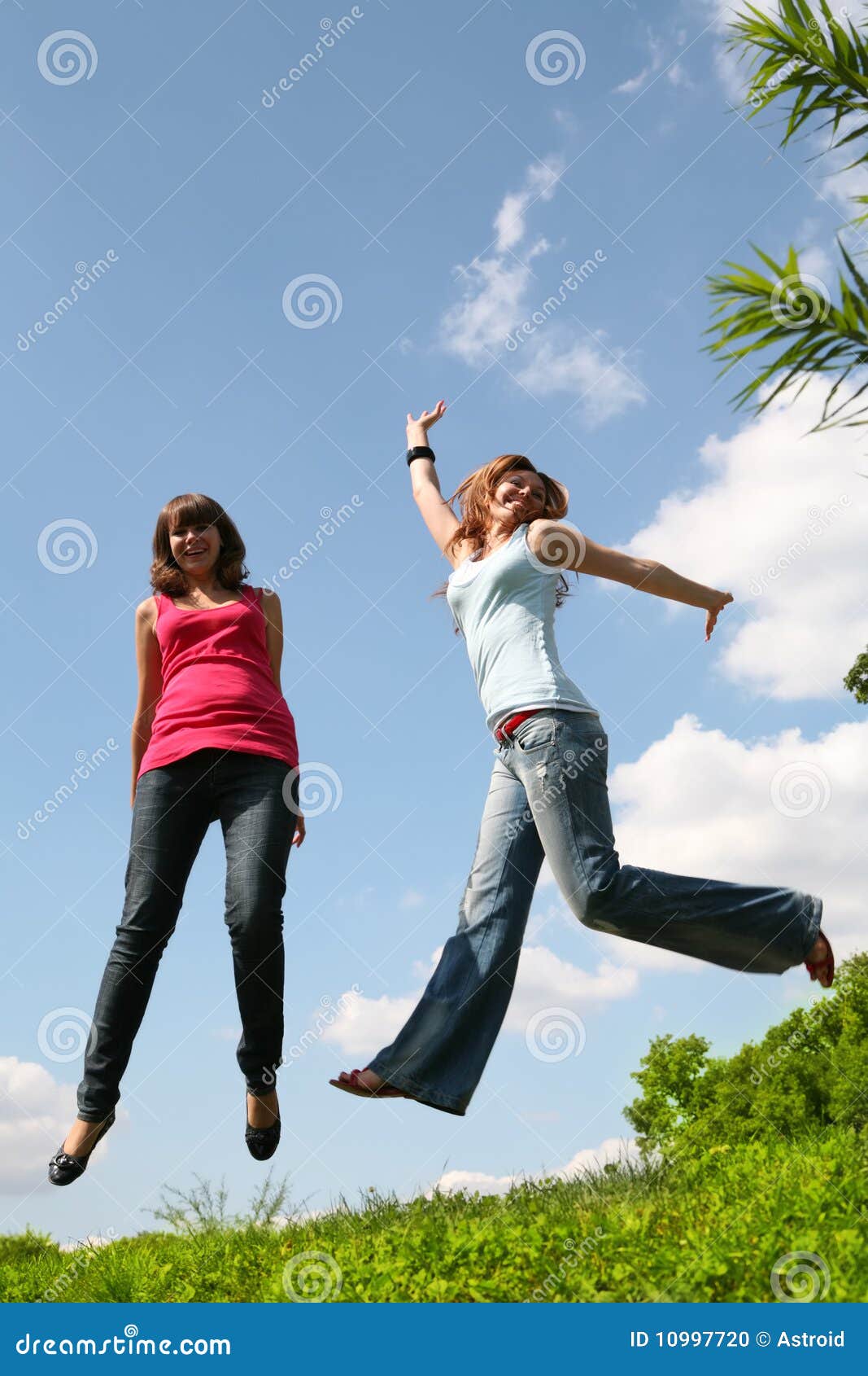 Jumping girls stock photo. Image of adolescence, sisters - 10997720