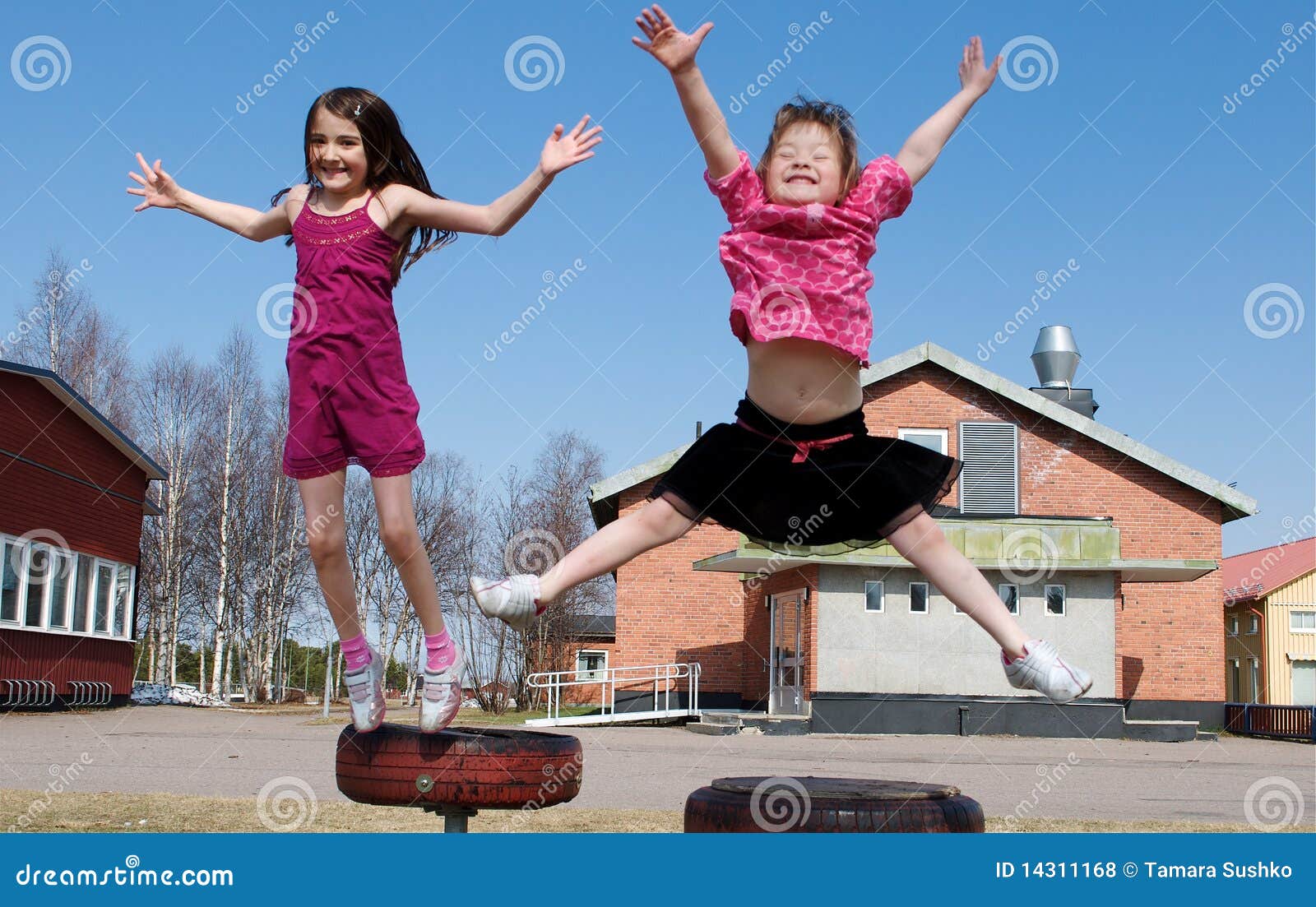 Jumping girls stock photo. Image of boys, exercising - 14311168
