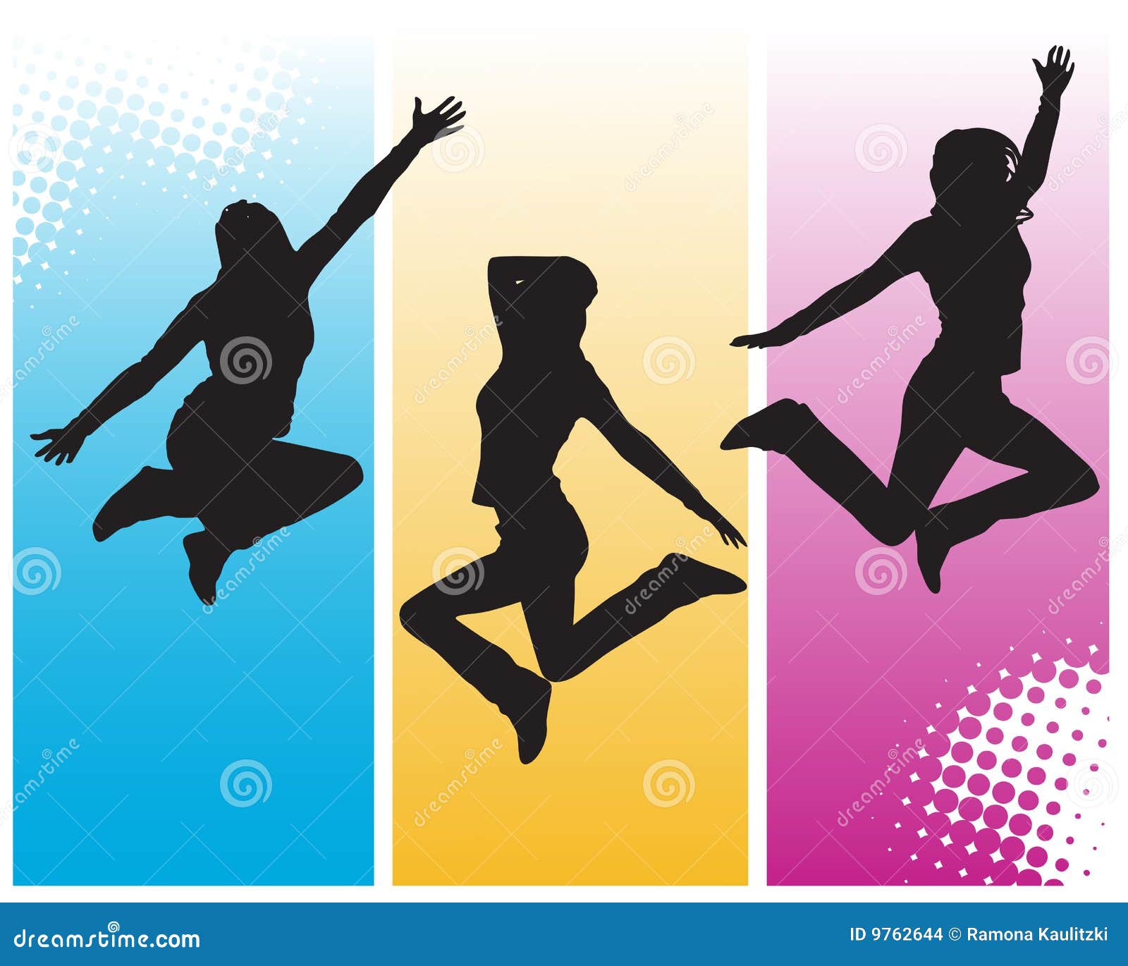 Jumping girls stock vector. Illustration of line, curve - 9762644