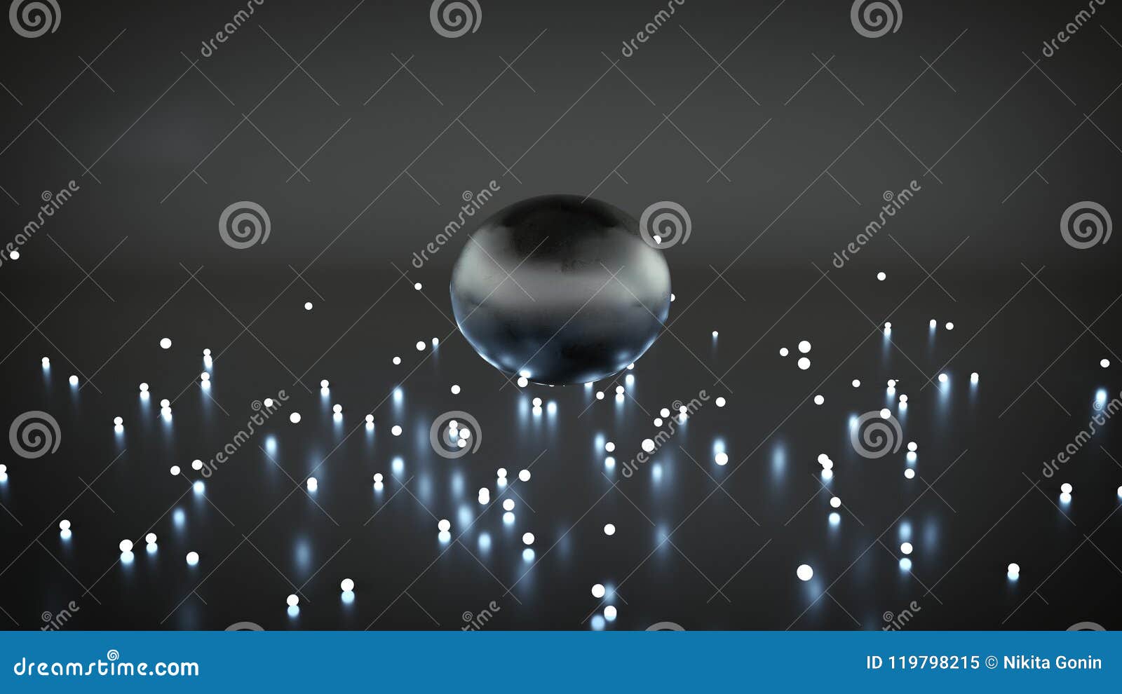 Jumping Glowing Balls Abstract 3D Render Stock Illustration ...