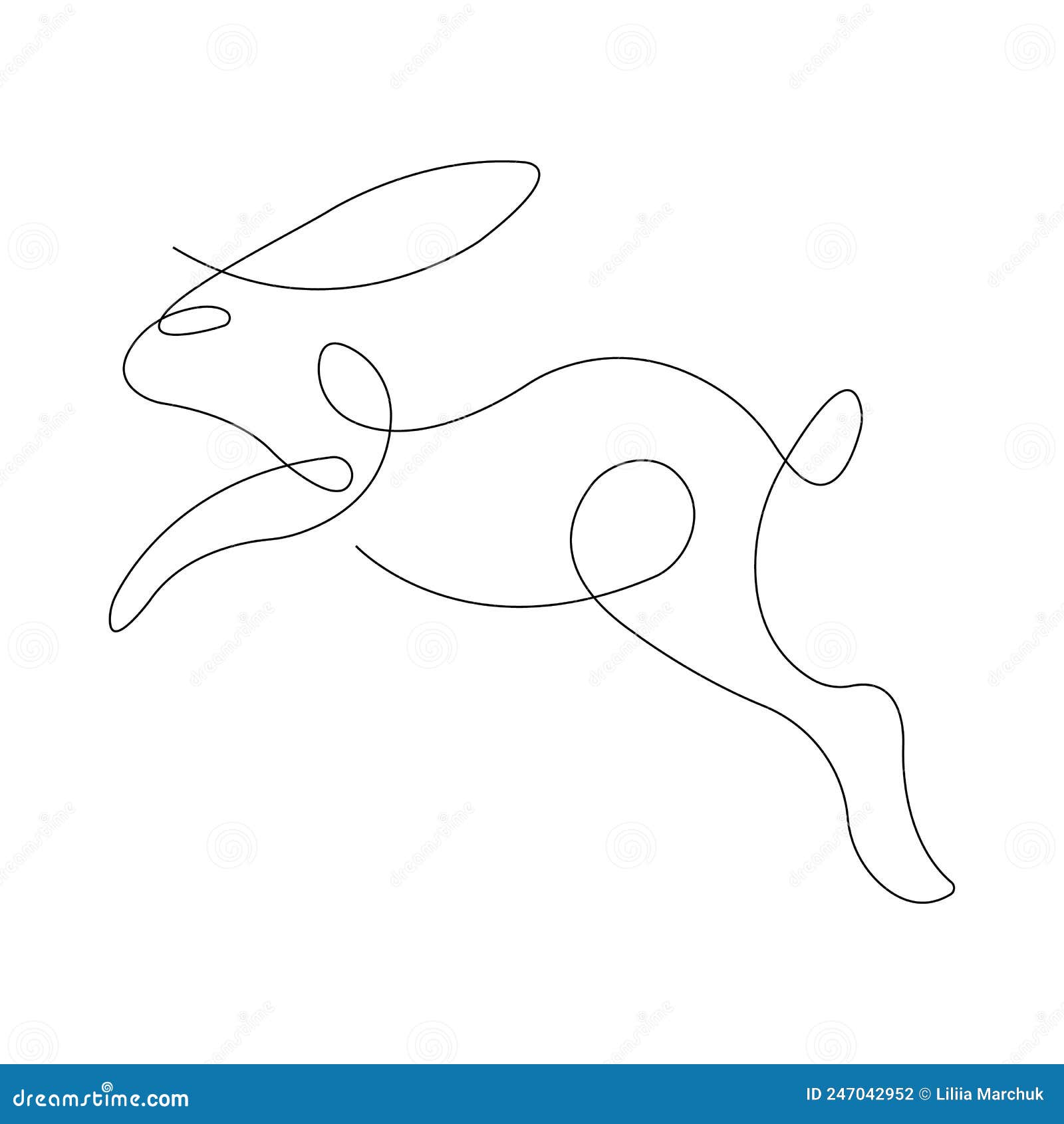 The Jumping Hare is Drawn with One Solid Line in a Minimalistic Style ...