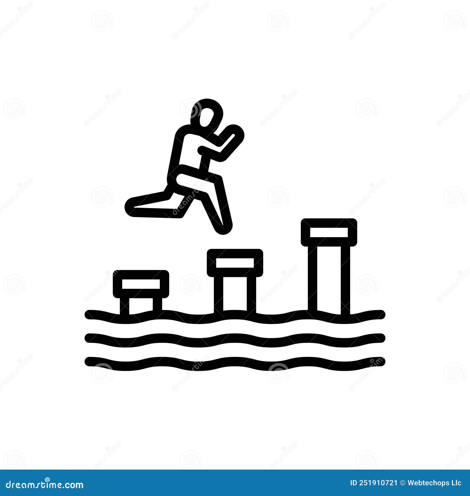 Black Line Icon For Jumping, Plunge And Stunt Cartoon Vector ...