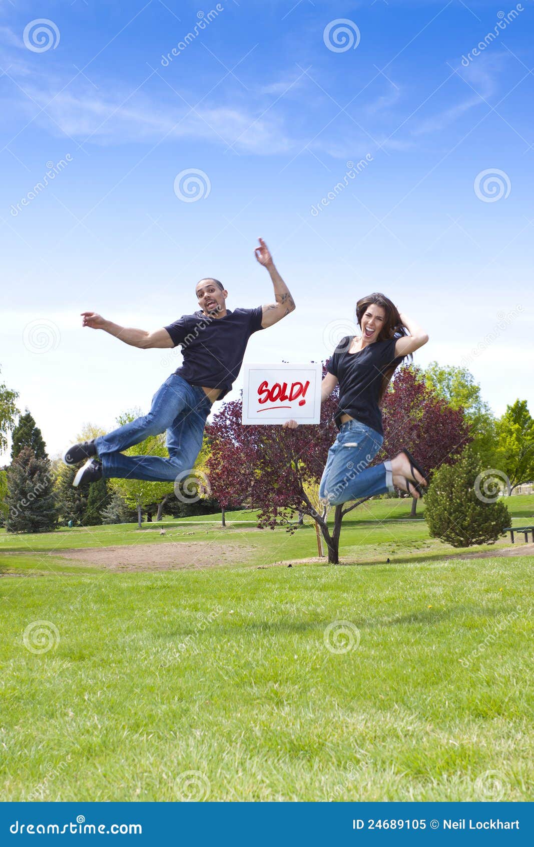Jumping for Joy stock image. Image of jumping, park, buying - 24689105