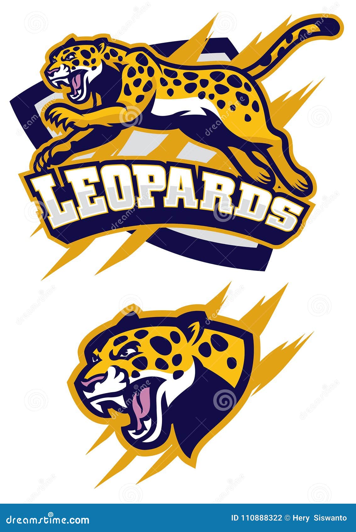 Jumping leopard mascot stock vector. Illustration of dangerous - 110888322
