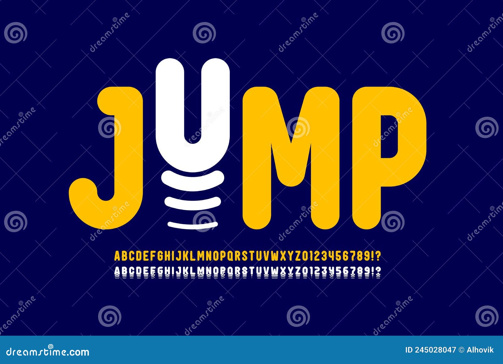 Jumping letters style font stock vector. Illustration of play - 245028047