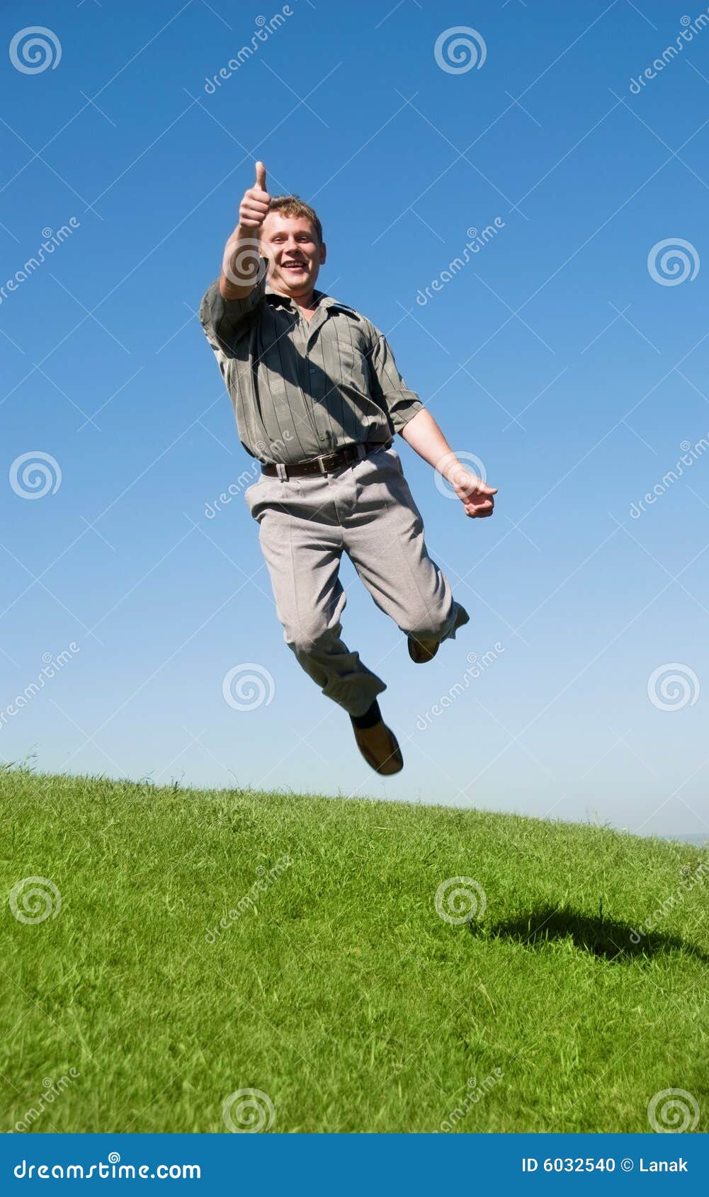 Jumping Man with His Thumb Up Stock Photo - Image of optimistic, active ...