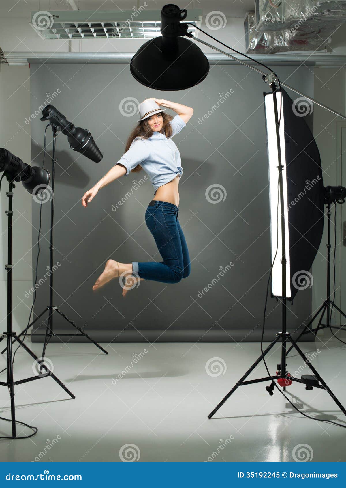 Jumping model stock image. Image of cutout, attractive - 35192245