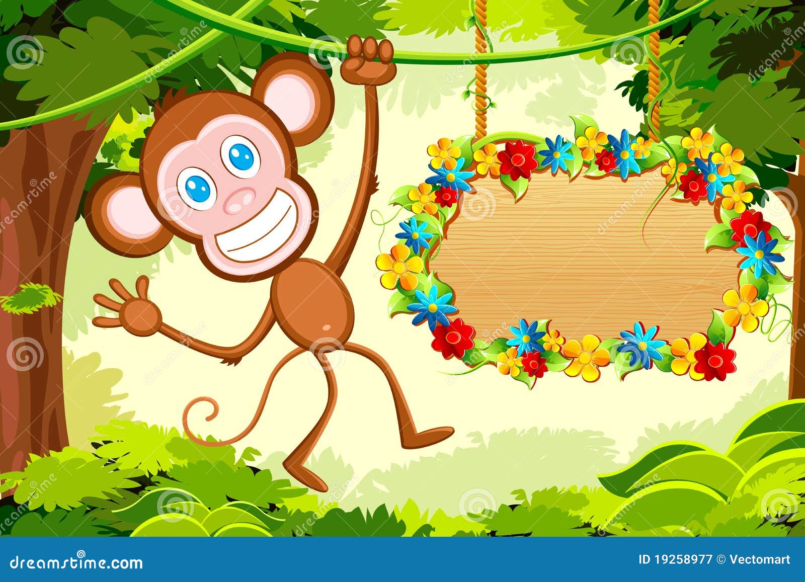 Jumping Monkey stock vector. Illustration of jumping - 19258977