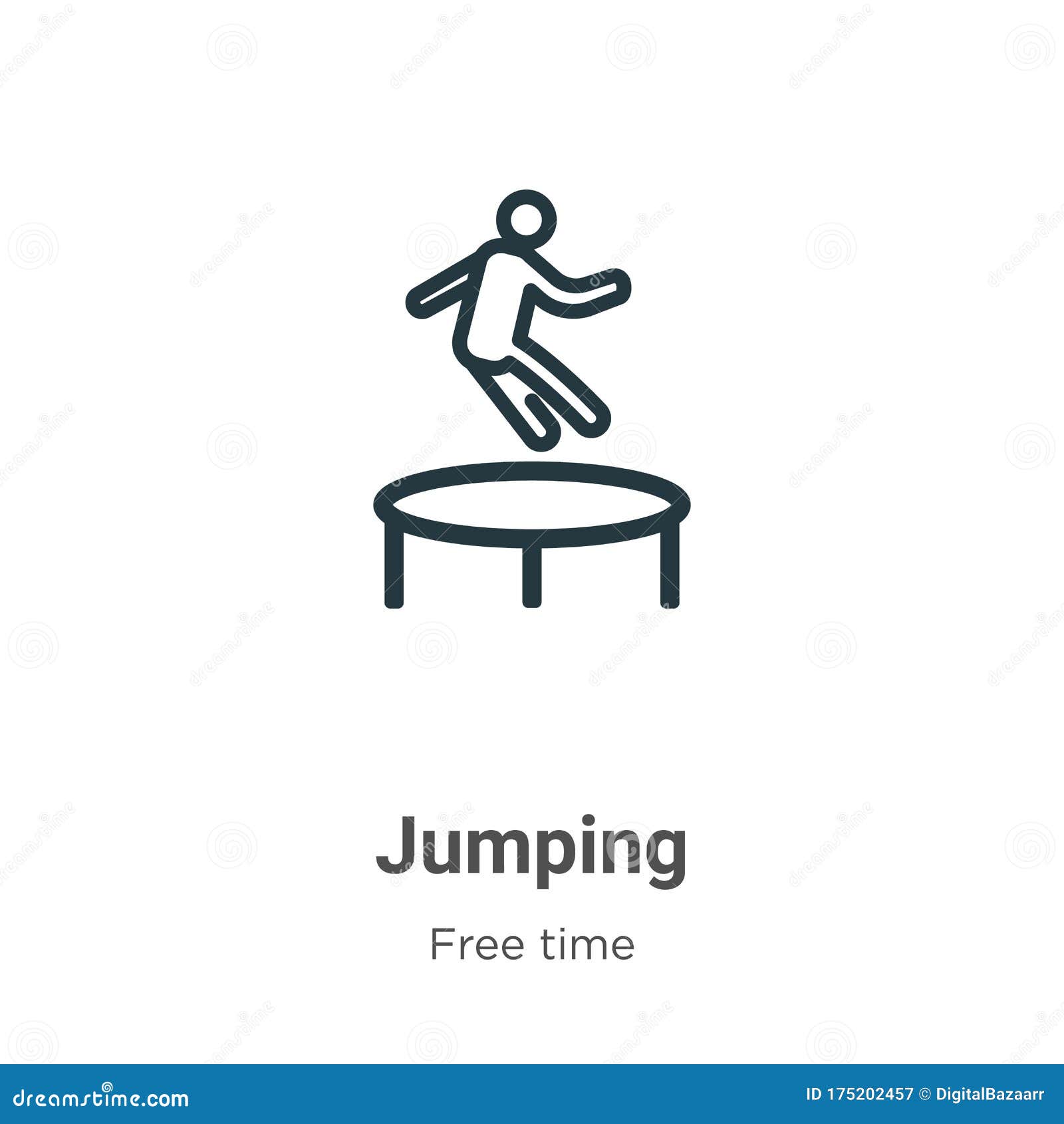 Jumping Outline Vector Icon. Thin Line Black Jumping Icon, Flat Vector ...