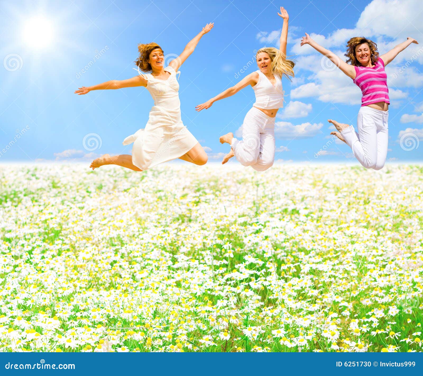 Jumping Over Flower Field Stock Photo - Image: 6251730