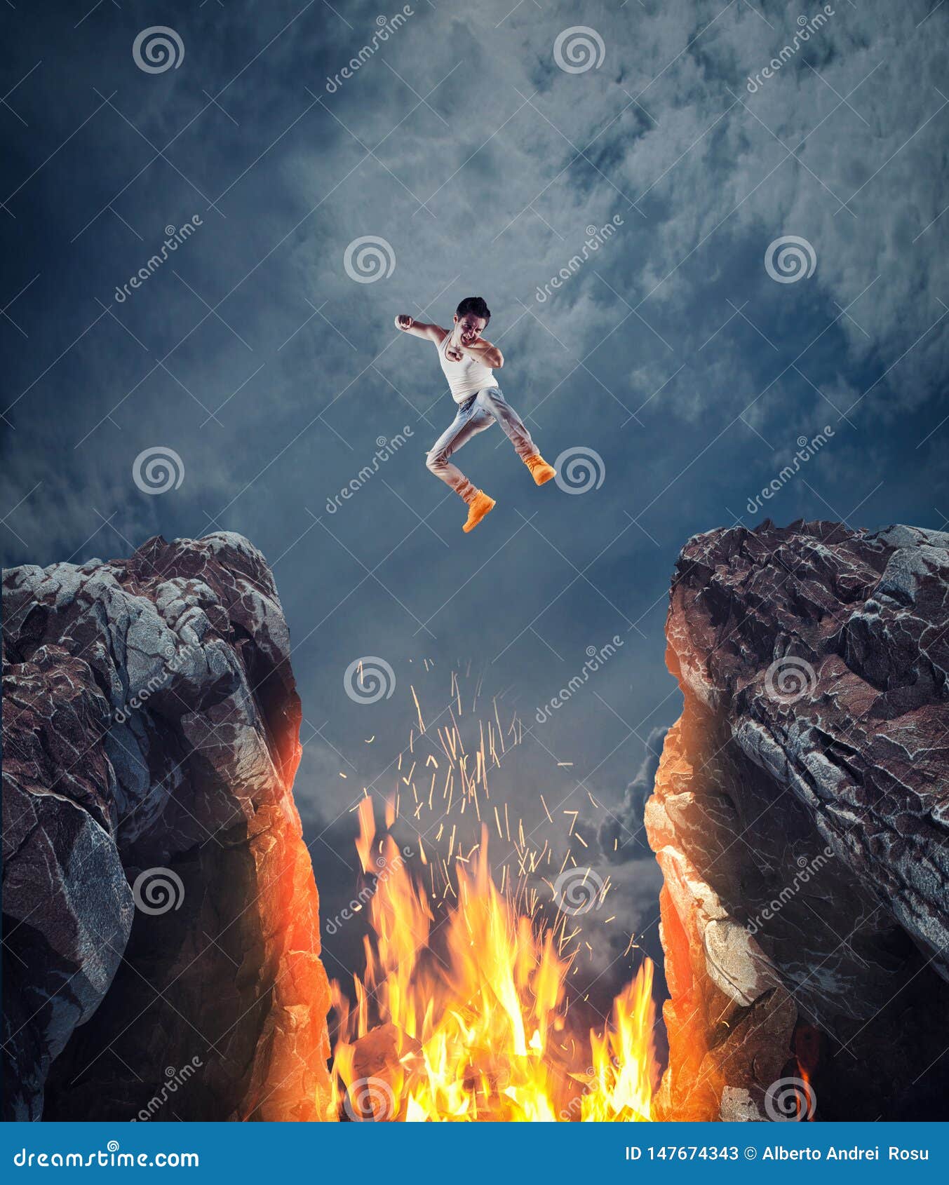Jumping over gap flame stock image. Image of impediment - 147674343