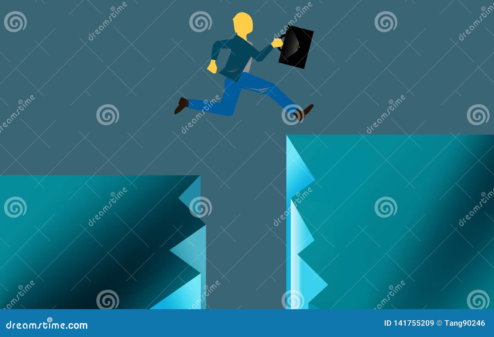 Jumping over gap stock illustration. Illustration of overcome - 141755209