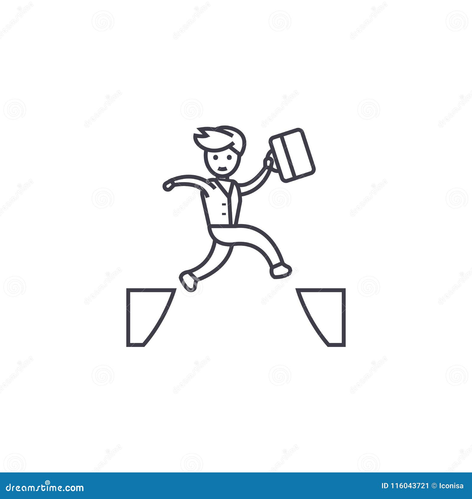 Jumping Over Vector Line Icon, Sign, Illustration on Background ...