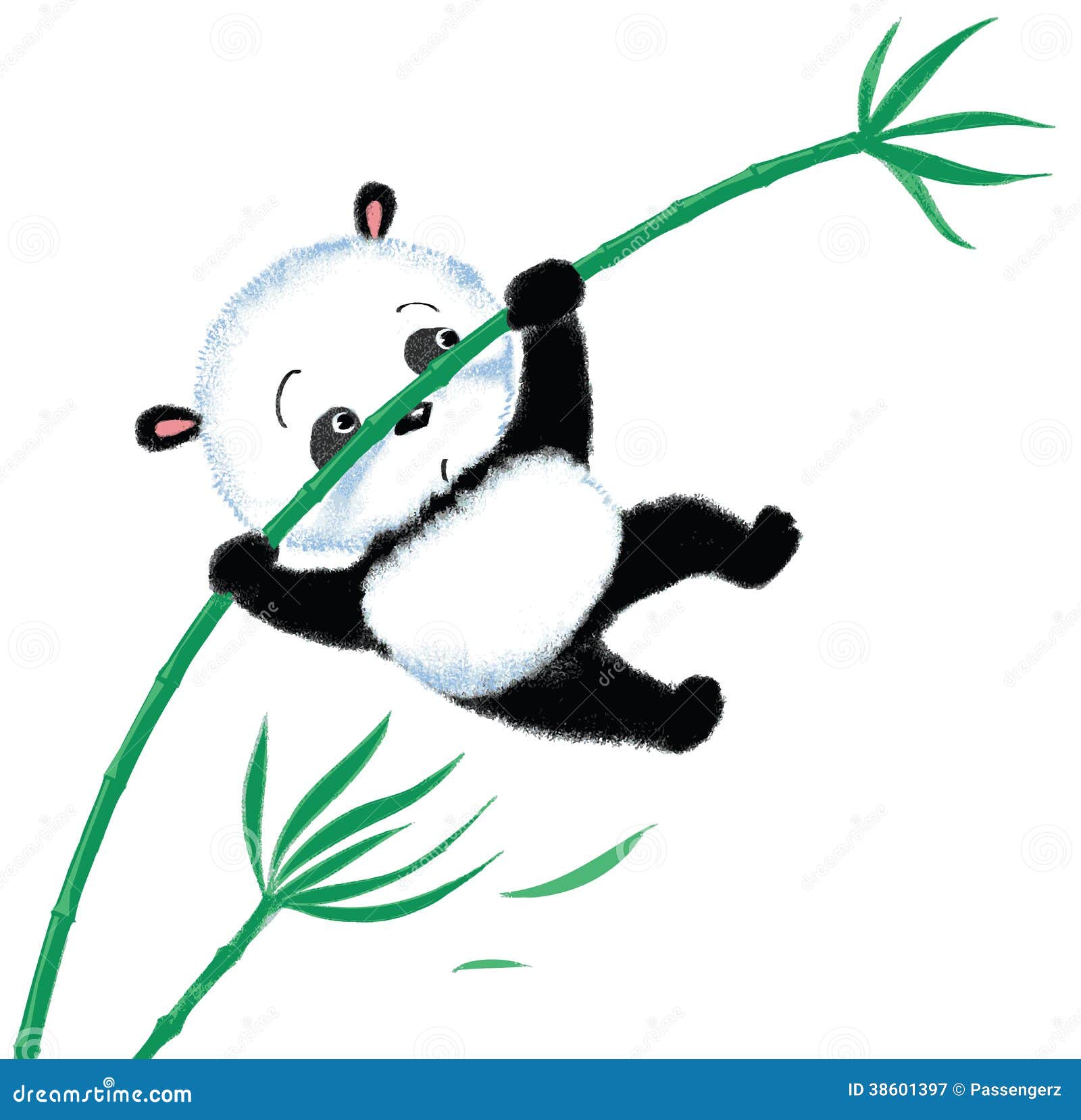 Jumping Panda on bamboo stock vector. Illustration of greeting - 38601397