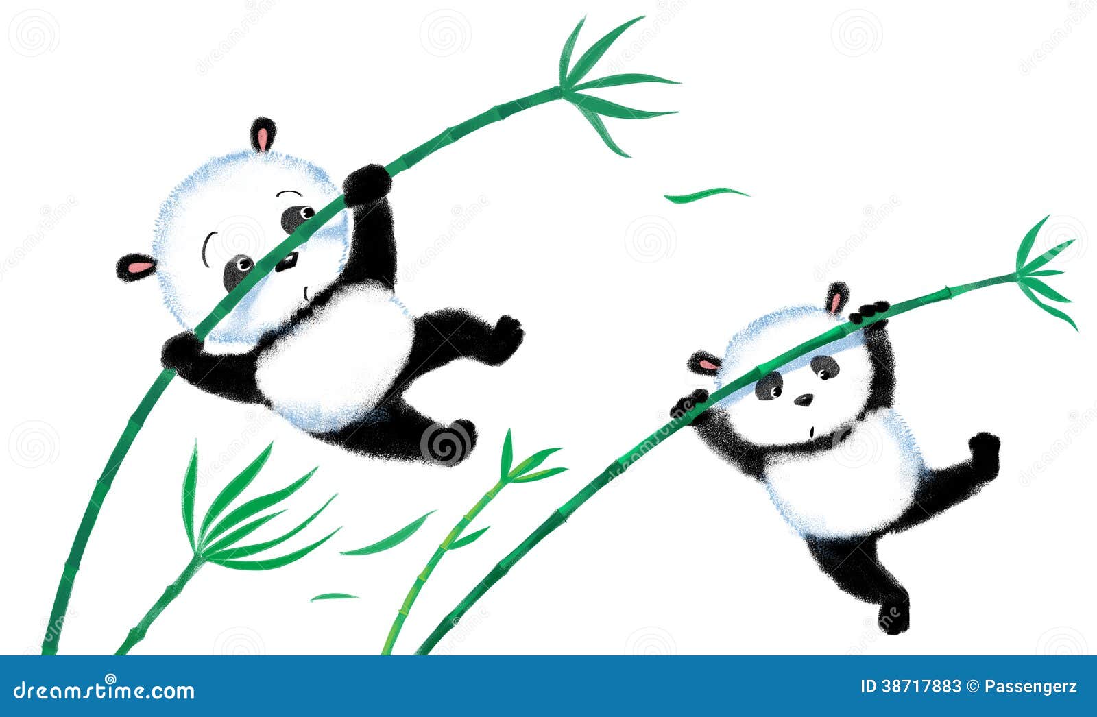 Jumping Panda on bamboo stock illustration. Illustration of grass ...