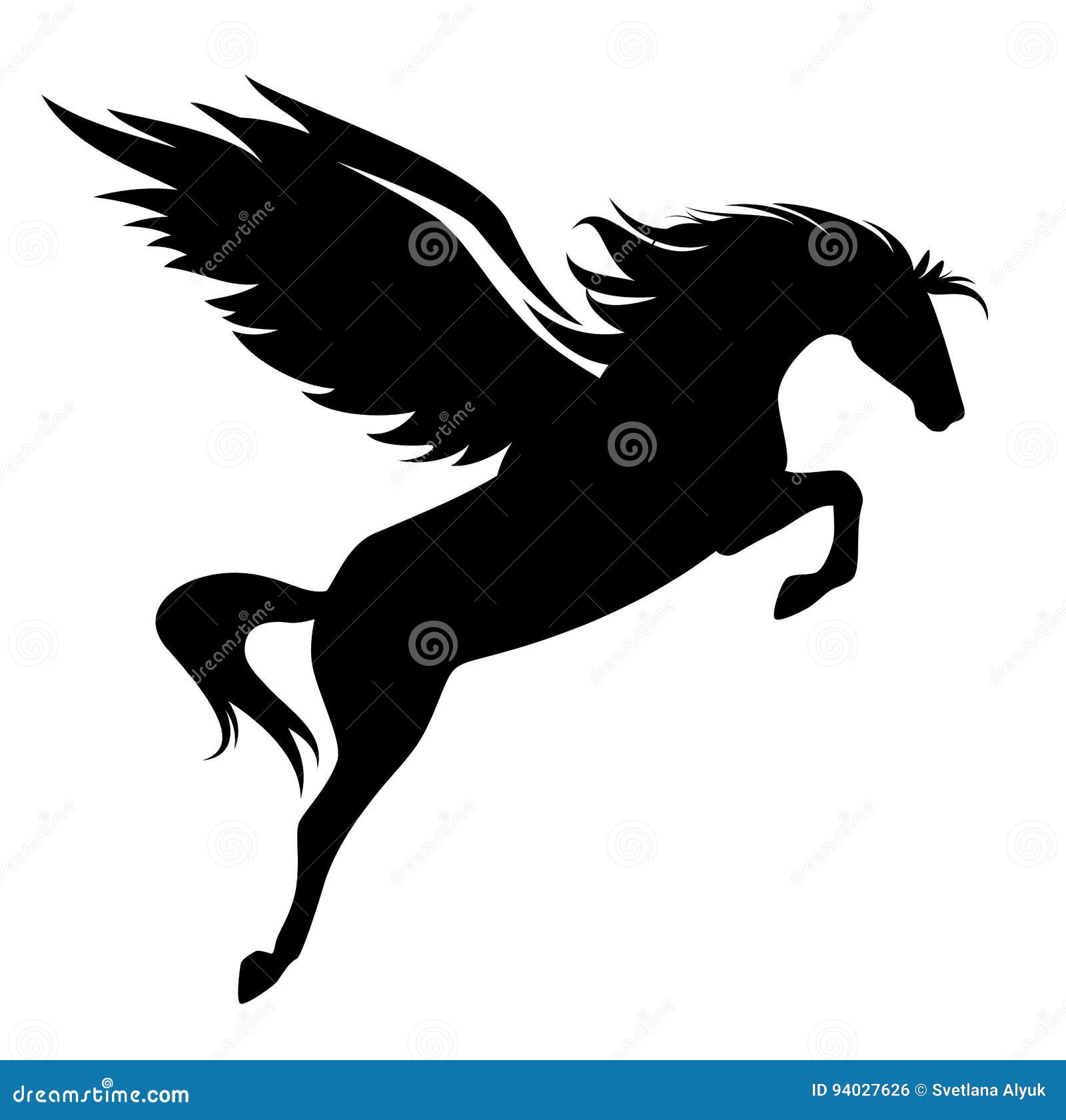 Jumping Pegasus Black Vector Design Stock Vector - Illustration of ...