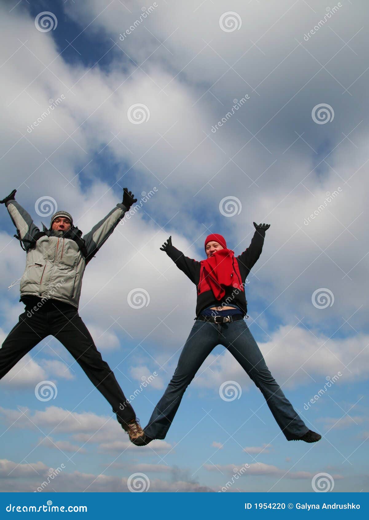 Jumping people stock photo. Image of people, hiking, scenery - 1954220