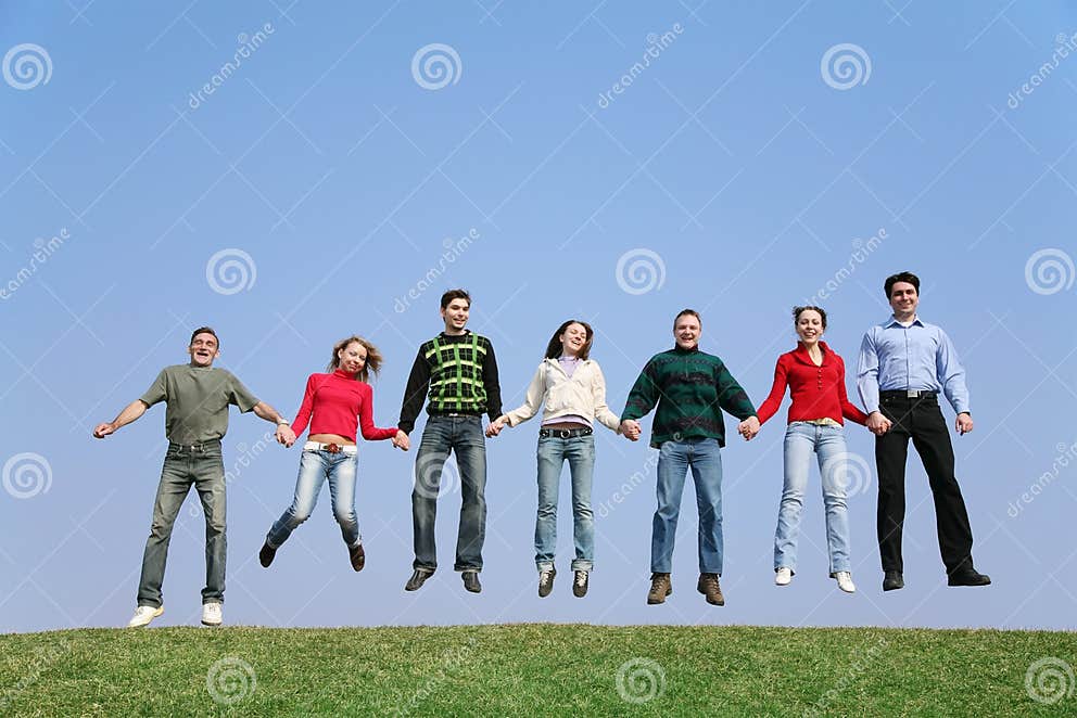 Jumping people stock image. Image of nature, friendship - 2208873