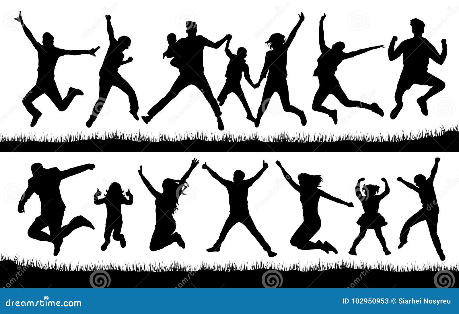 Jumping People Silhouette Vector Stock Vector - Illustration of company ...