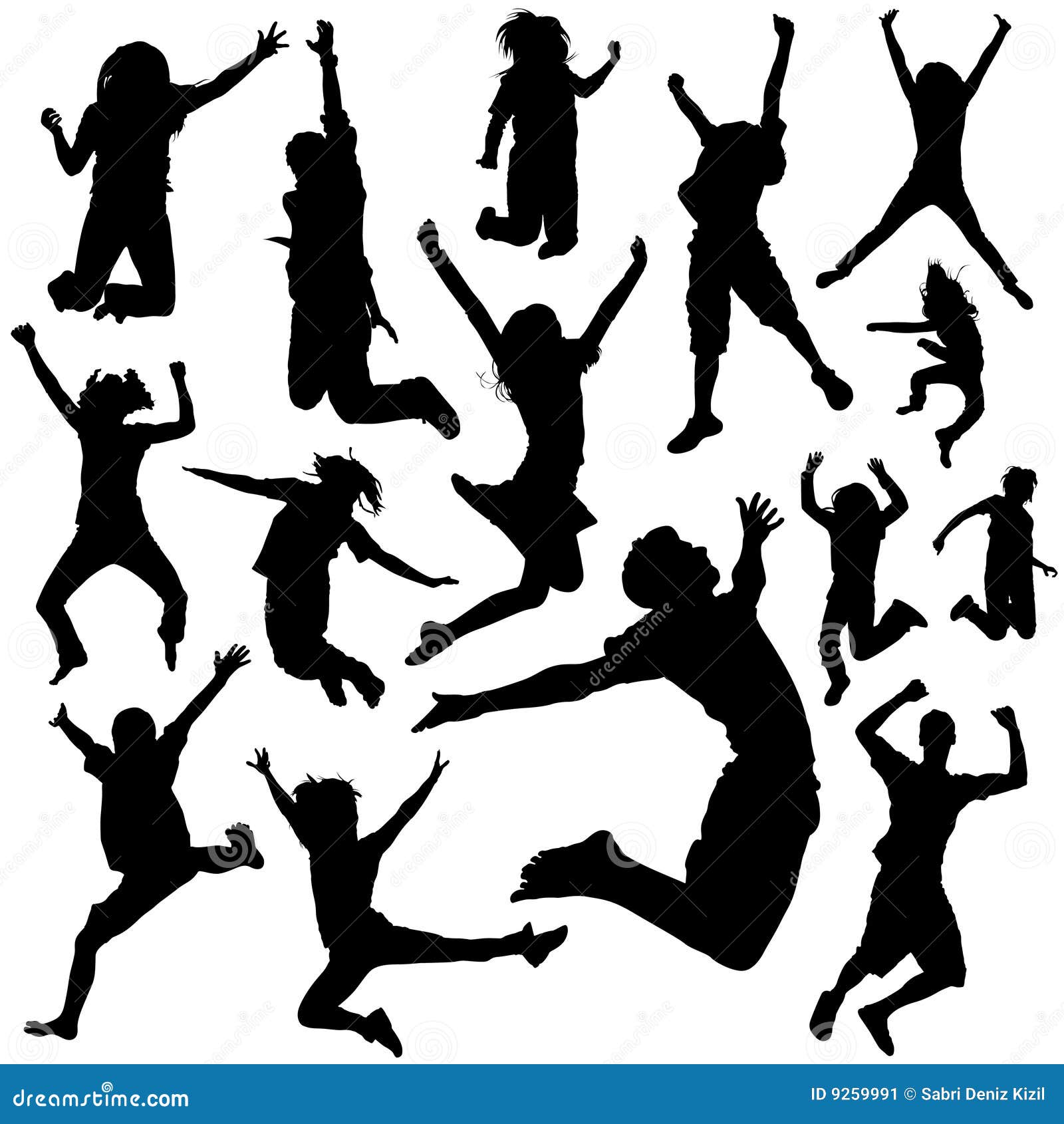 Jumping peoples stock vector. Illustration of female, young - 9259991