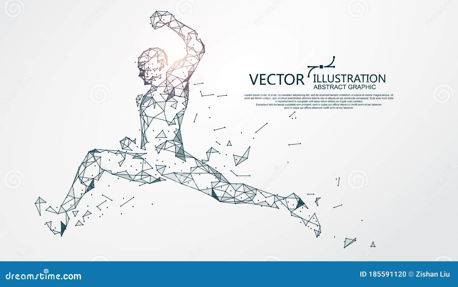 Jumping Person, Point and Line Composition, Vector Illustration Stock ...