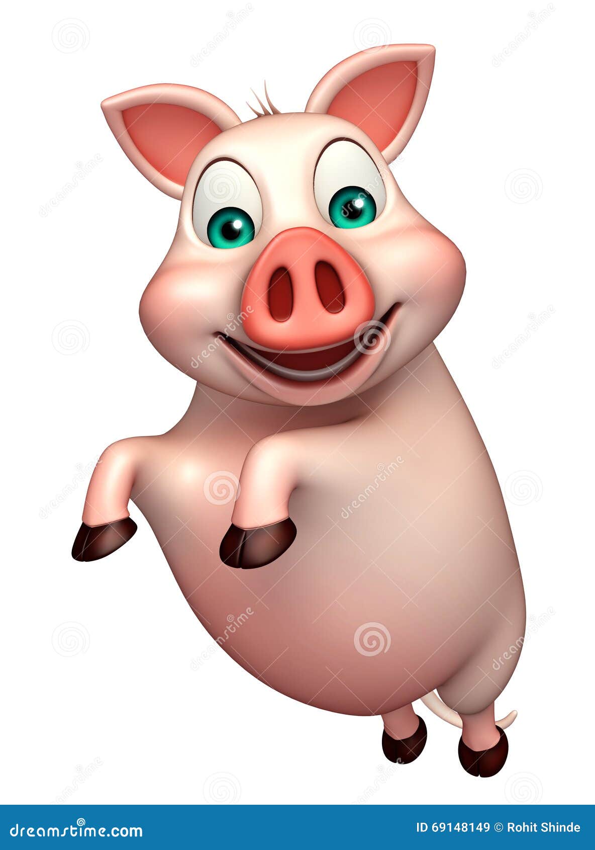 Jumping Pig Cartoon Character Stock Illustration - Illustration of ...