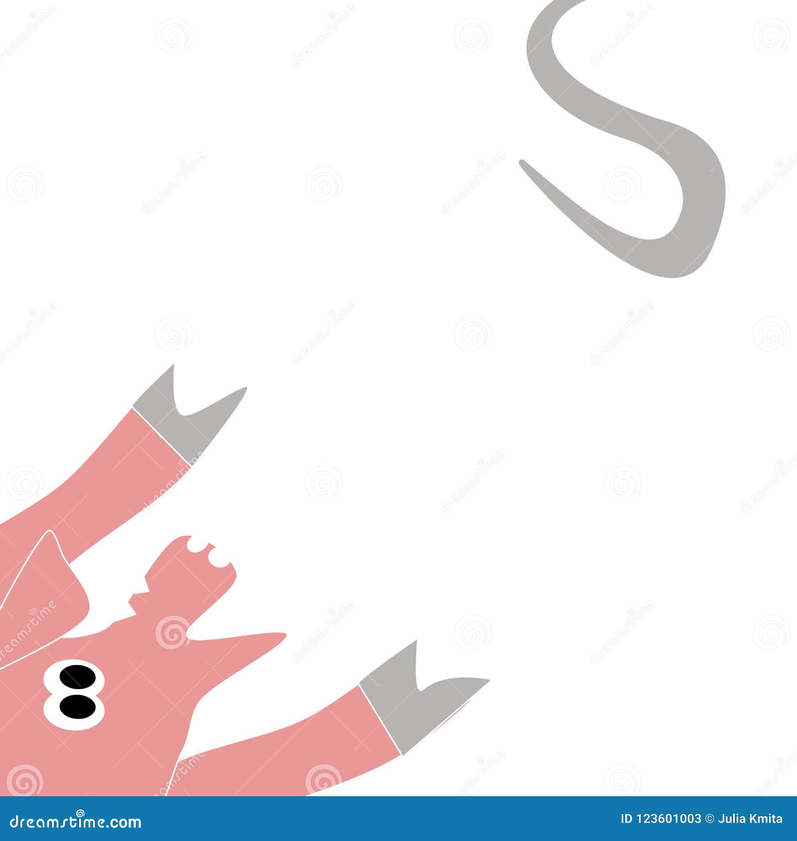 Pig with meat hook cartoon stock illustration. Illustration of orange ...