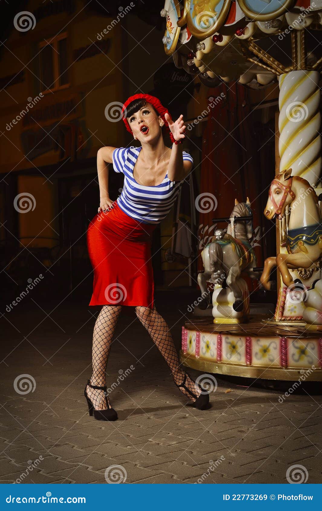 Jumping Pin Up Girl stock image. Image of fashion, greenish - 22773269