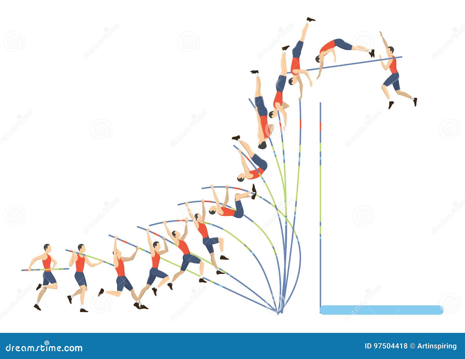 Pole Vaulter With Flexible Pole Vector Illustration | CartoonDealer.com ...