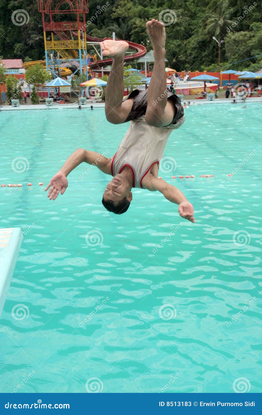 Jumping in the pool stock image. Image of mountain, swim - 8513183