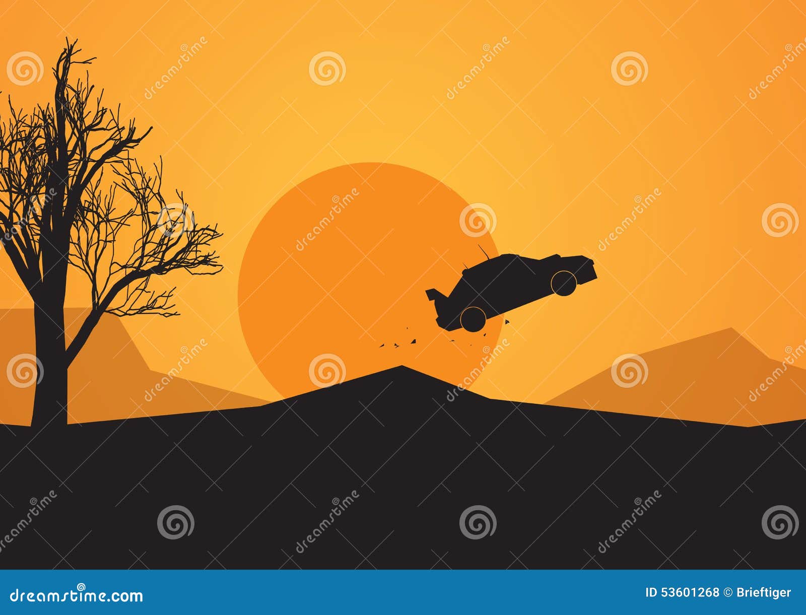 Jumping Rally Car In African Desert Vector Illustration | CartoonDealer ...