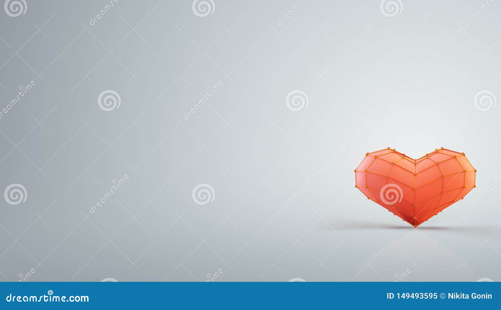 Jumping Red Heart Shape and Free Space 3D Render Stock Illustration ...