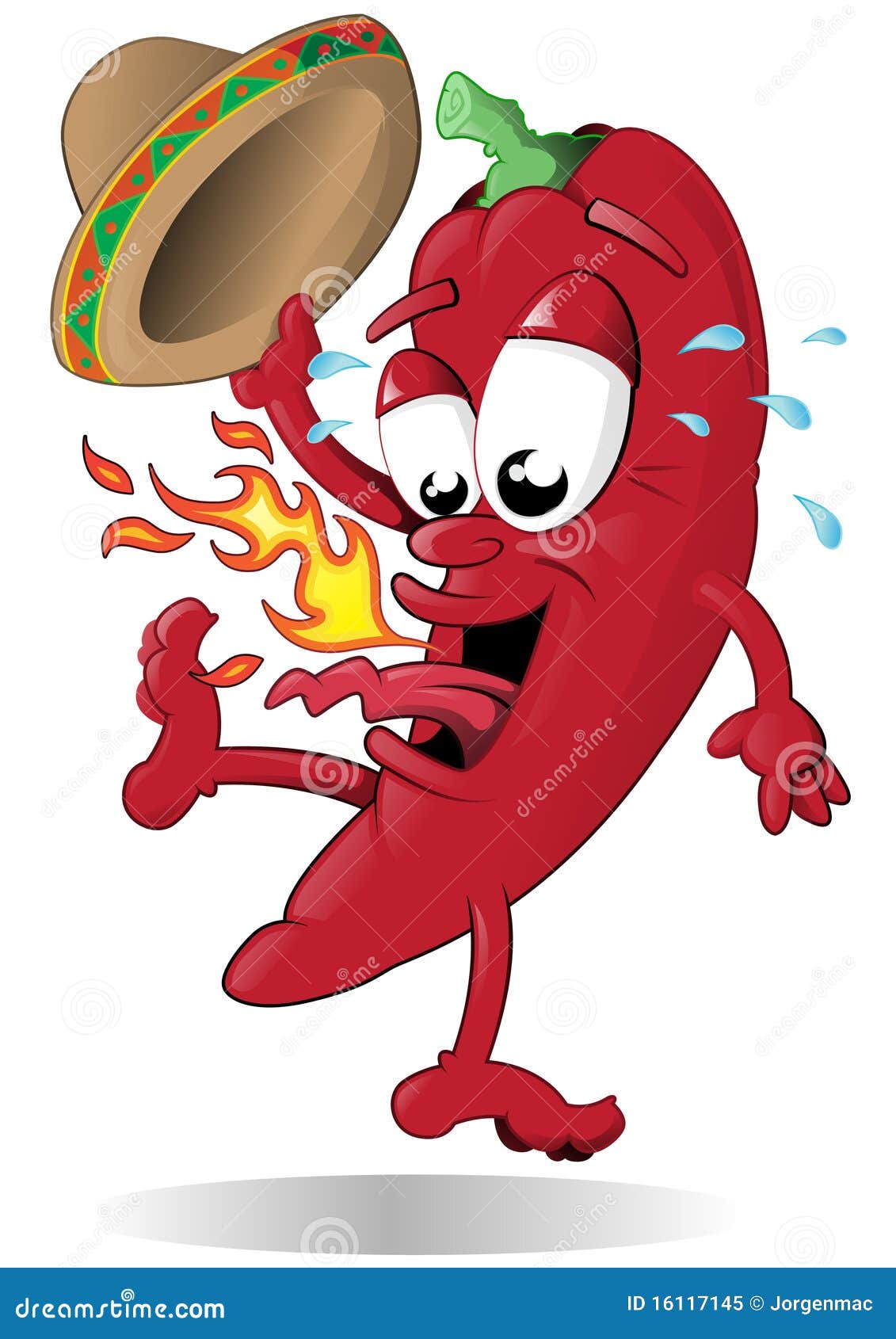 Jumping Red Pepper with His Sombrero Stock Vector - Illustration of ...