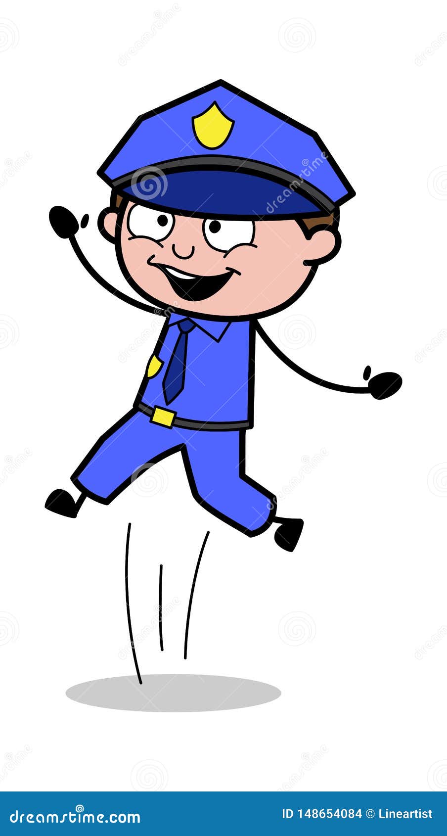 Jumping - Retro Cop Policeman Vector Illustration Stock Illustration ...