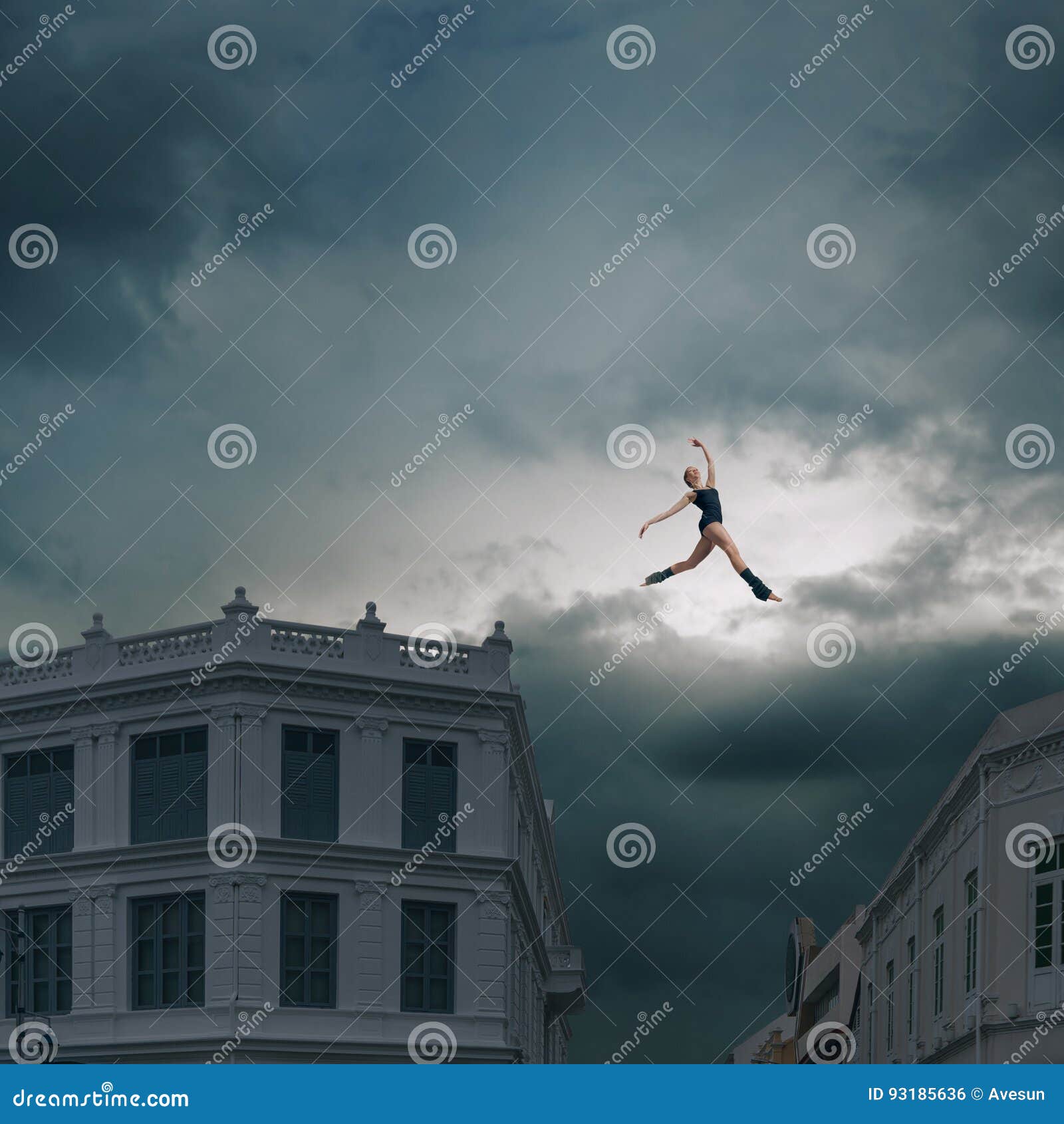 Jumping between roofs stock photo. Image of jump, design - 93185636