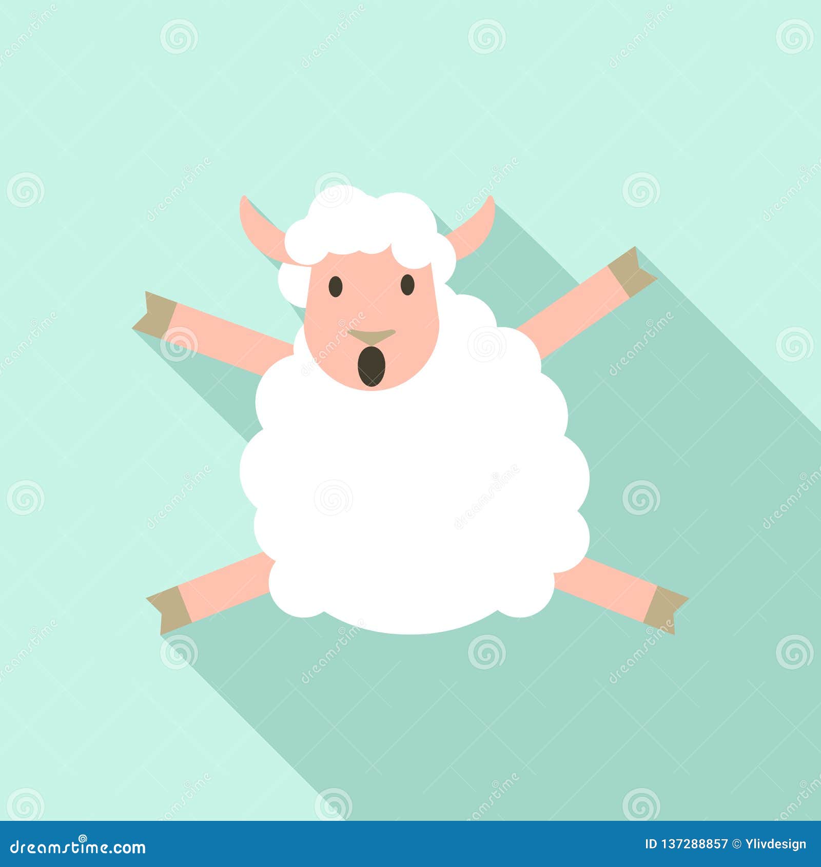 Jumping Sheep Icon, Flat Style Stock Vector - Illustration of green ...