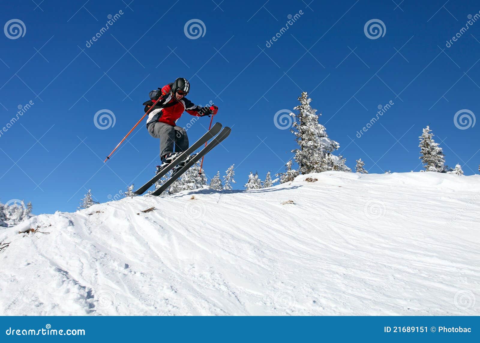 Jumping skier stock image. Image of piste, seasonal, alone - 21689151