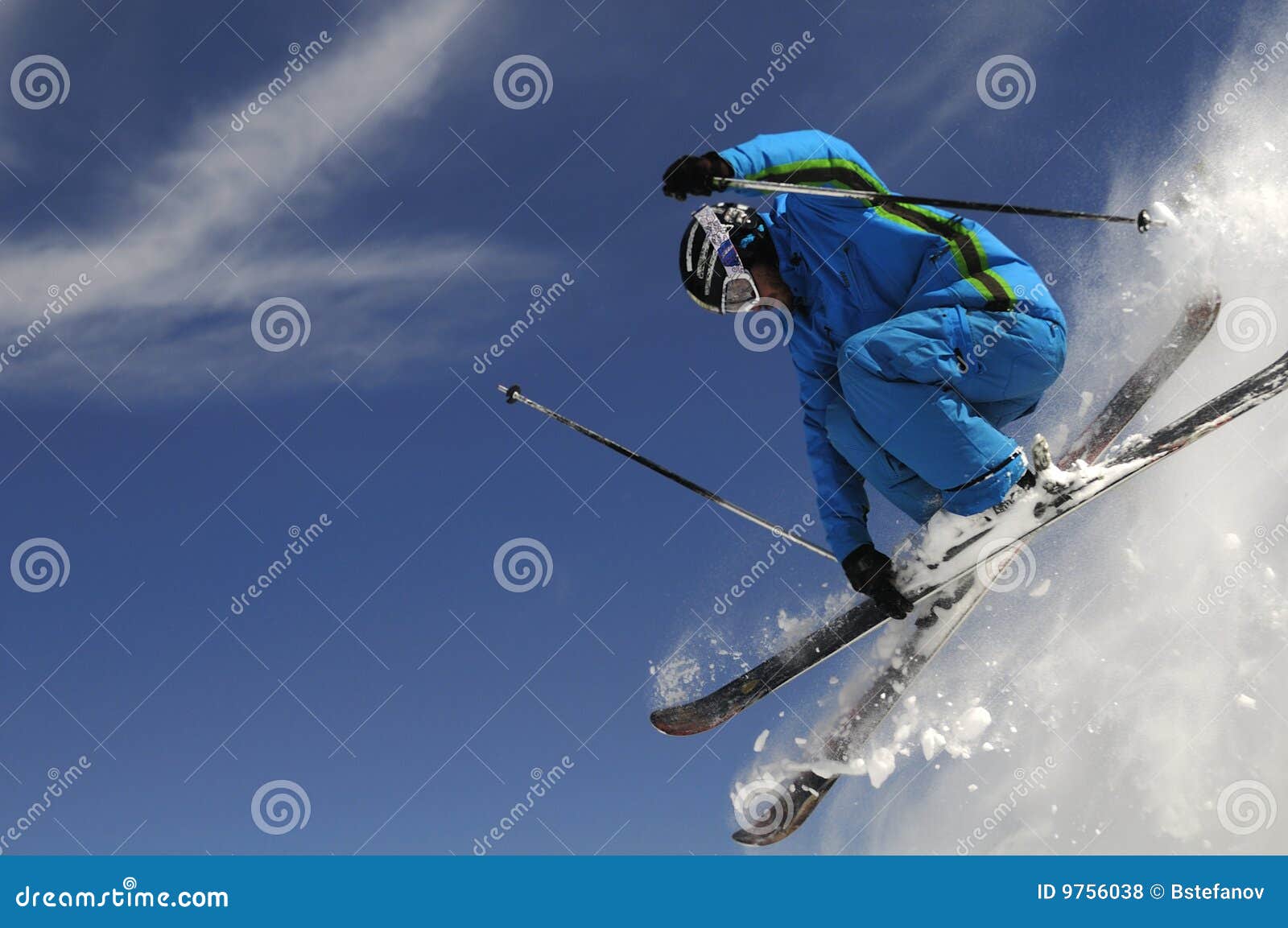 Jumping skier stock photo. Image of winter, extreme, freestyle - 9756038