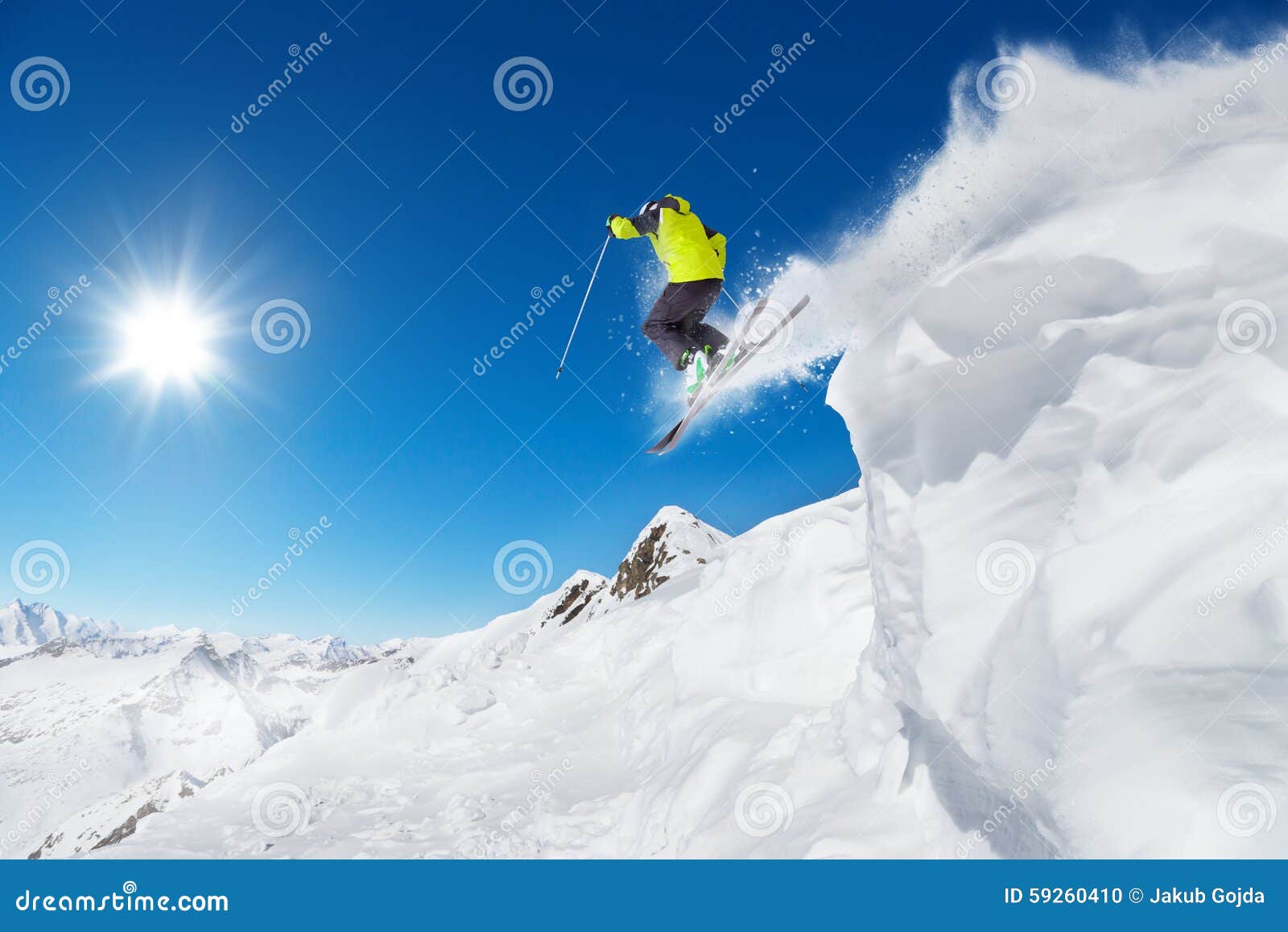 Jumping skier at jump stock photo. Image of freeze, skier - 59260410