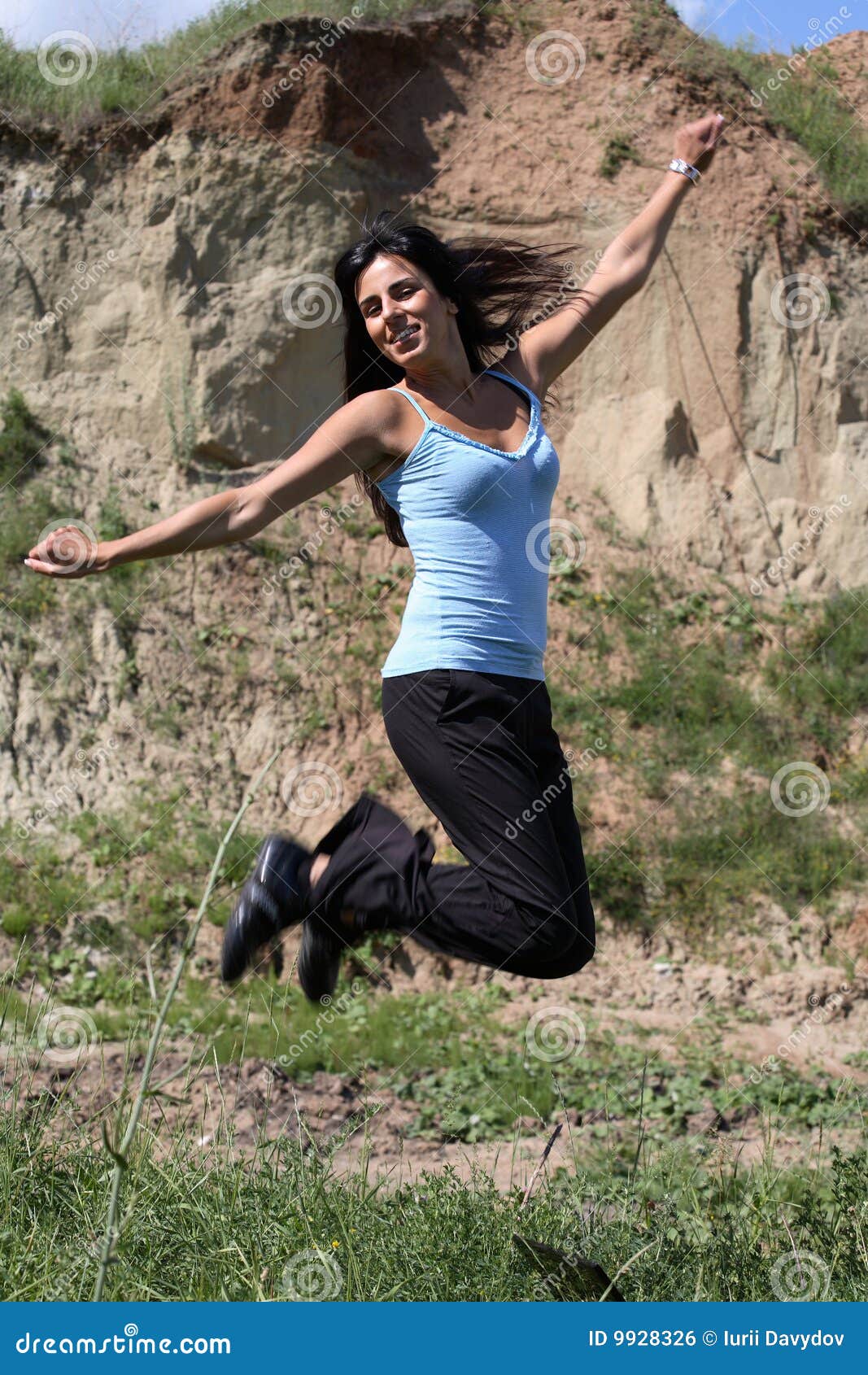 Jumping smiling girl stock photo. Image of laugh, female - 9928326