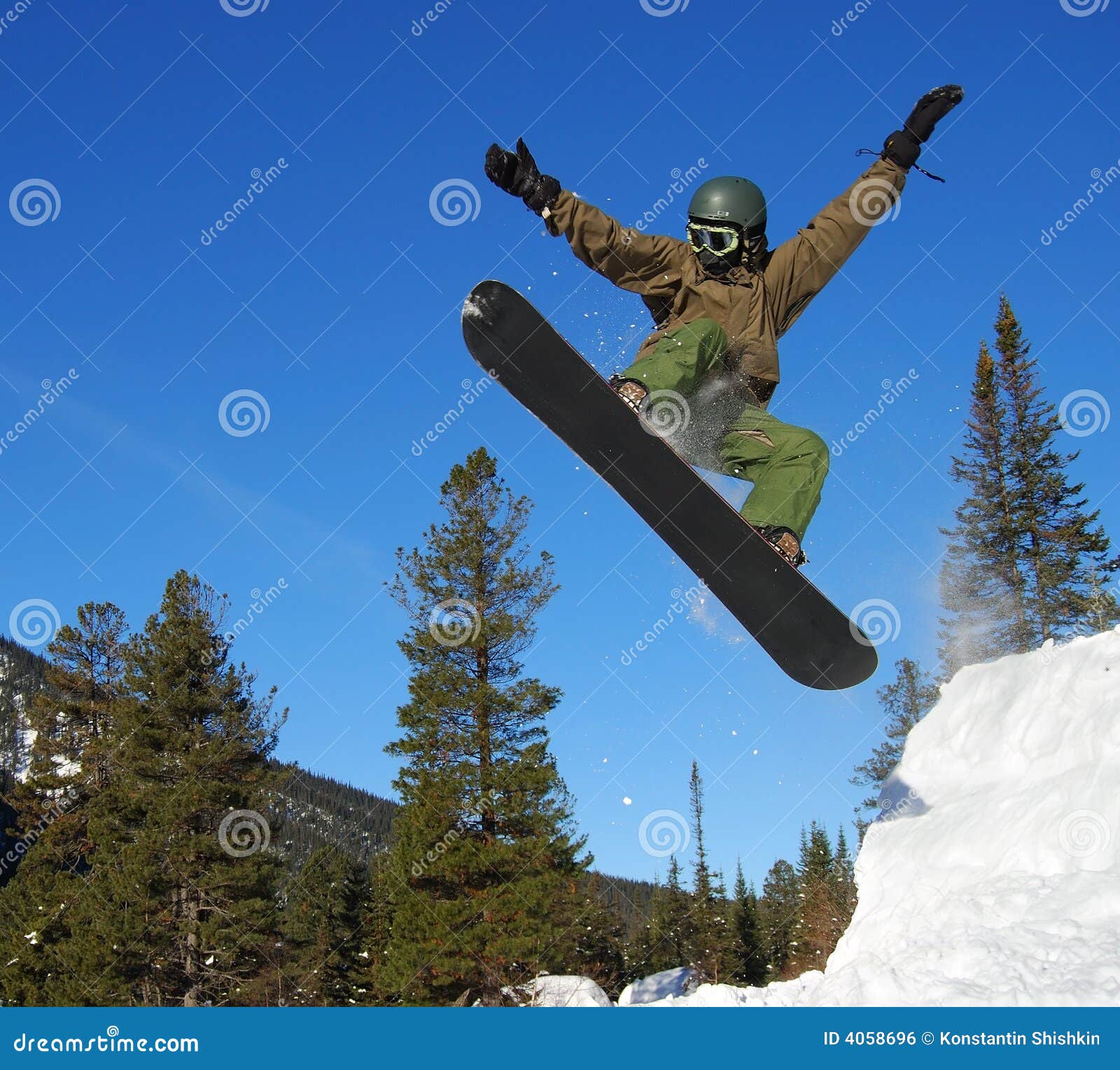 Jumping snowboarder stock photo. Image of activity, flying - 4058696