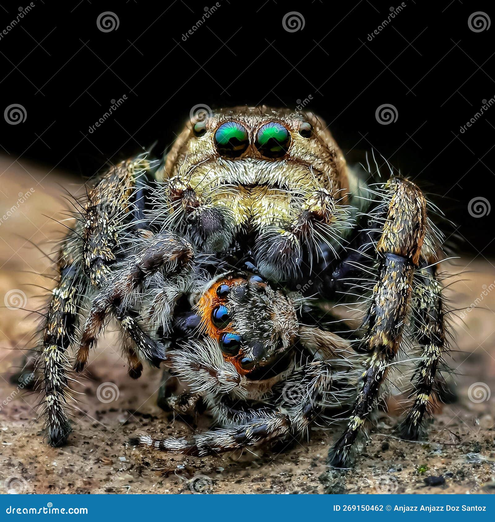 The Jumping Spider with Prey Stock Photo - Image of beautiful, garden ...