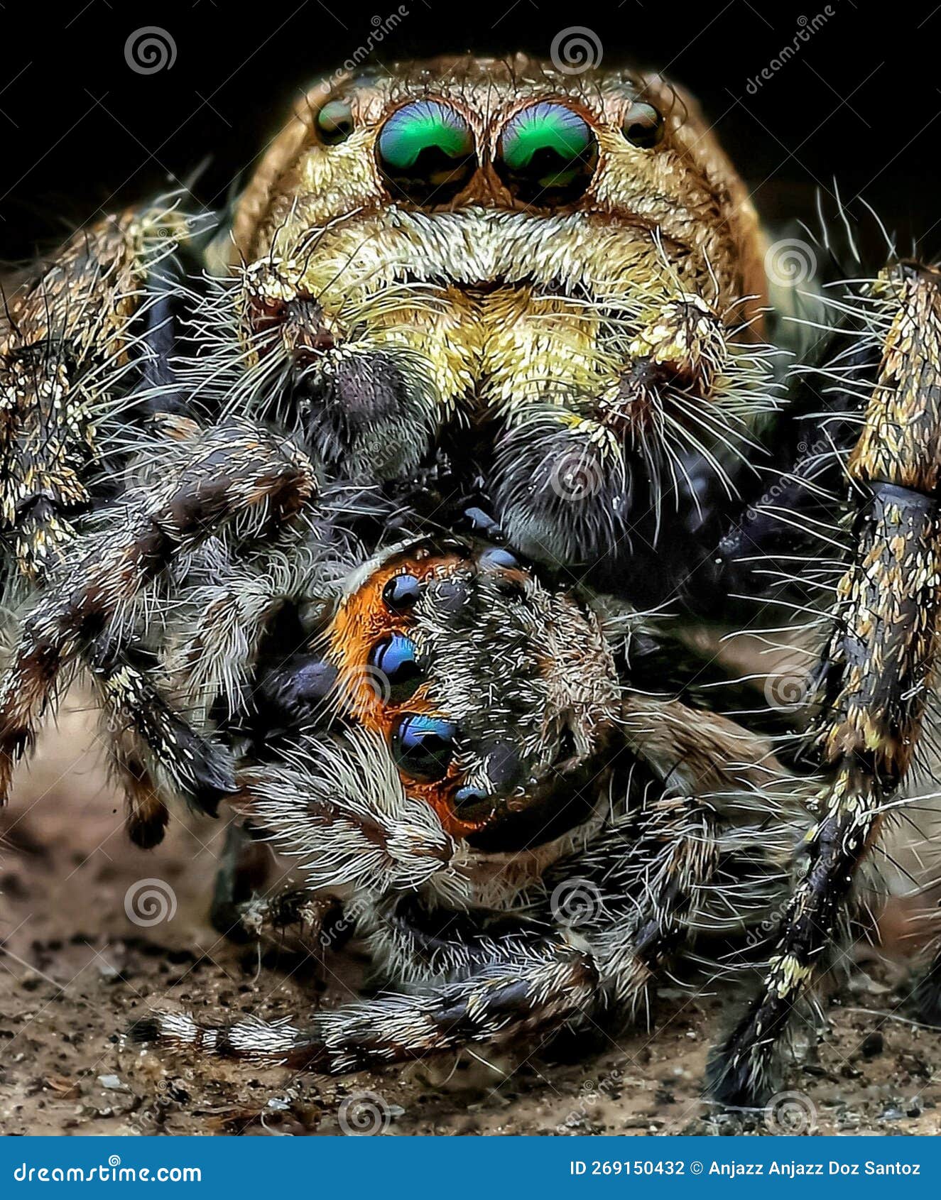 The Jumping Spider with Prey Stock Photo - Image of leaf, prey: 269150432