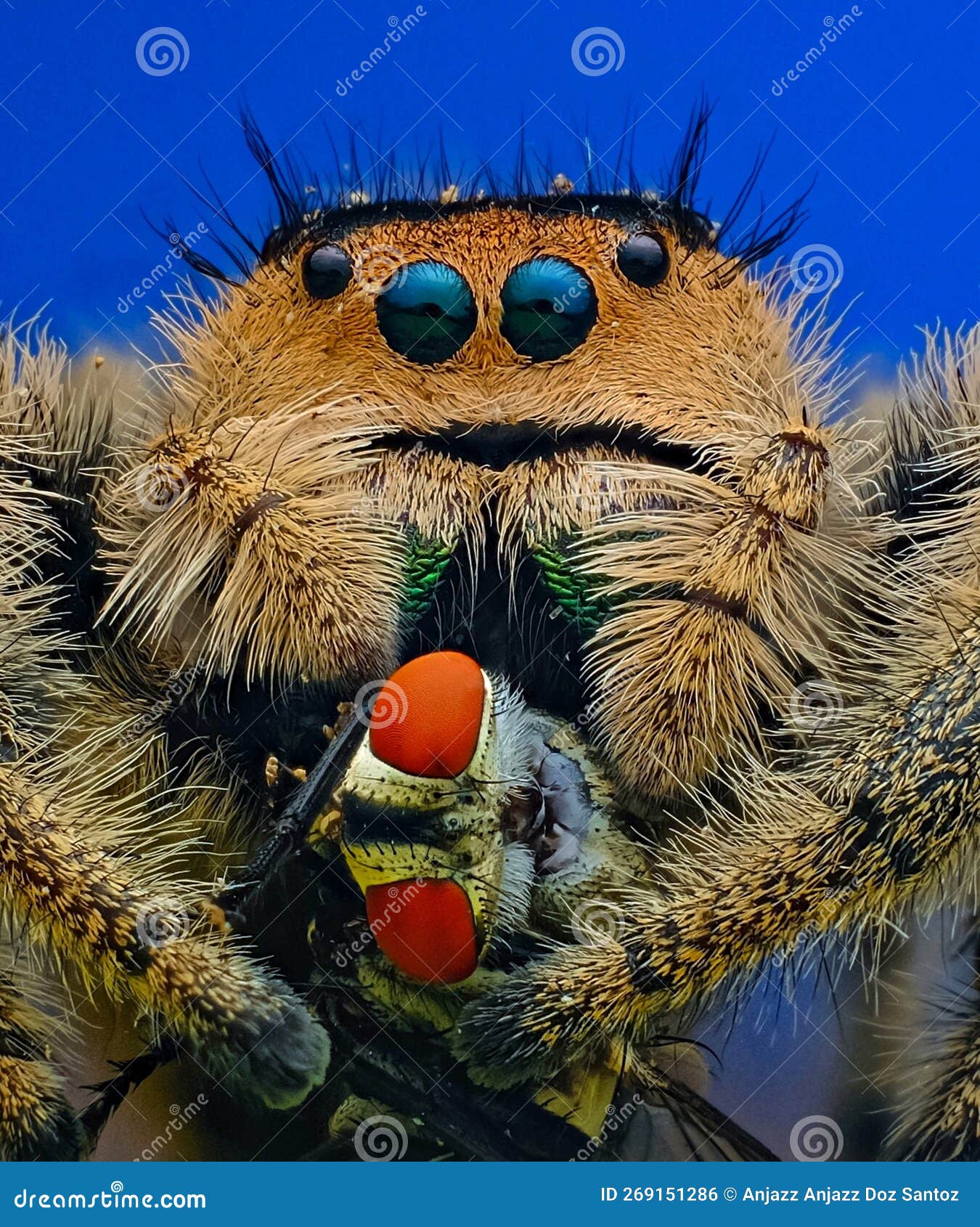 The Jumping Spider with Prey Stock Photo - Image of jumping, nature ...
